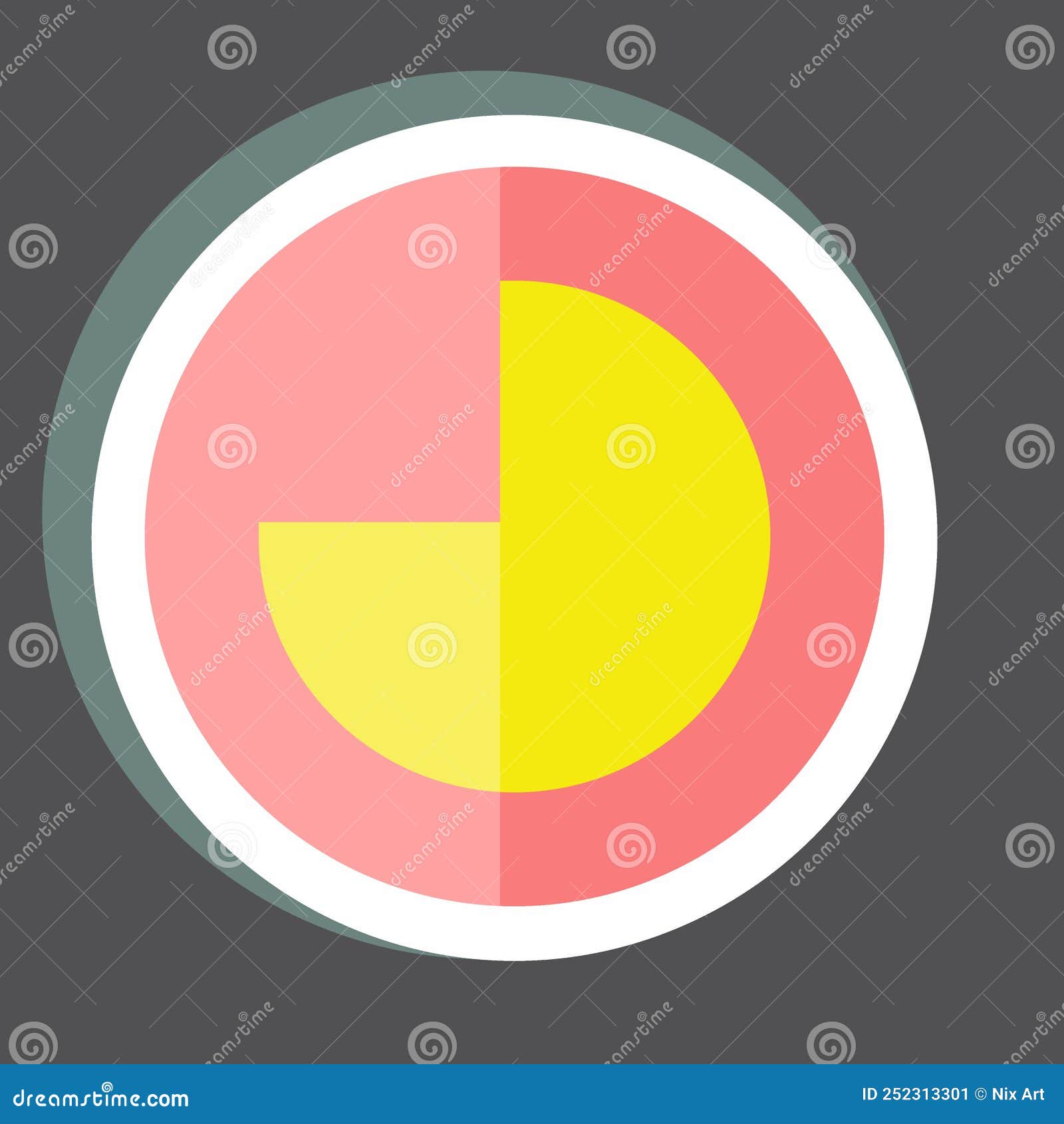Pie Chart Sticker in Trendy Isolated on Black Background Stock ...