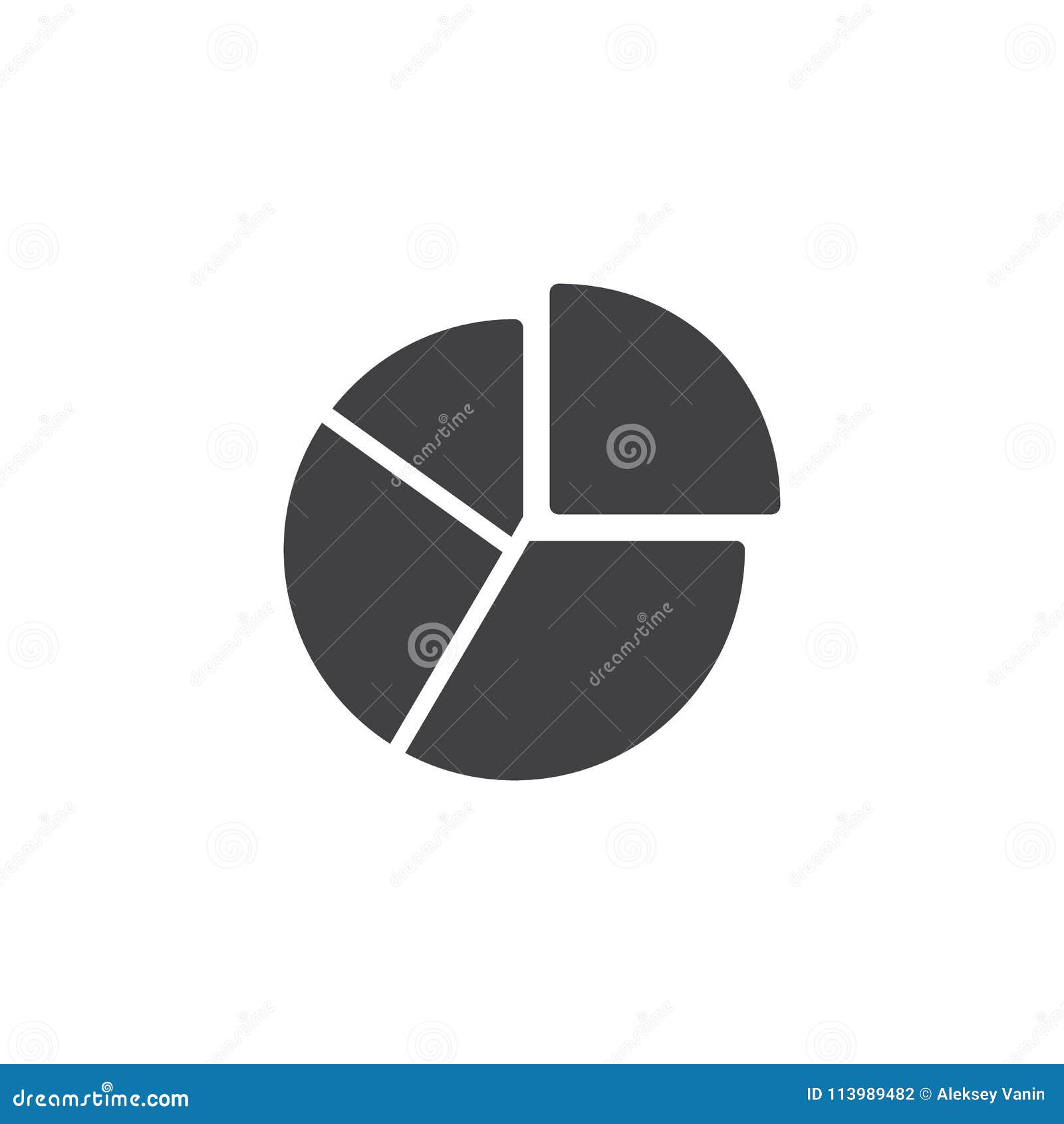 Pie chart vector icon stock vector. Illustration of sign - 113989482