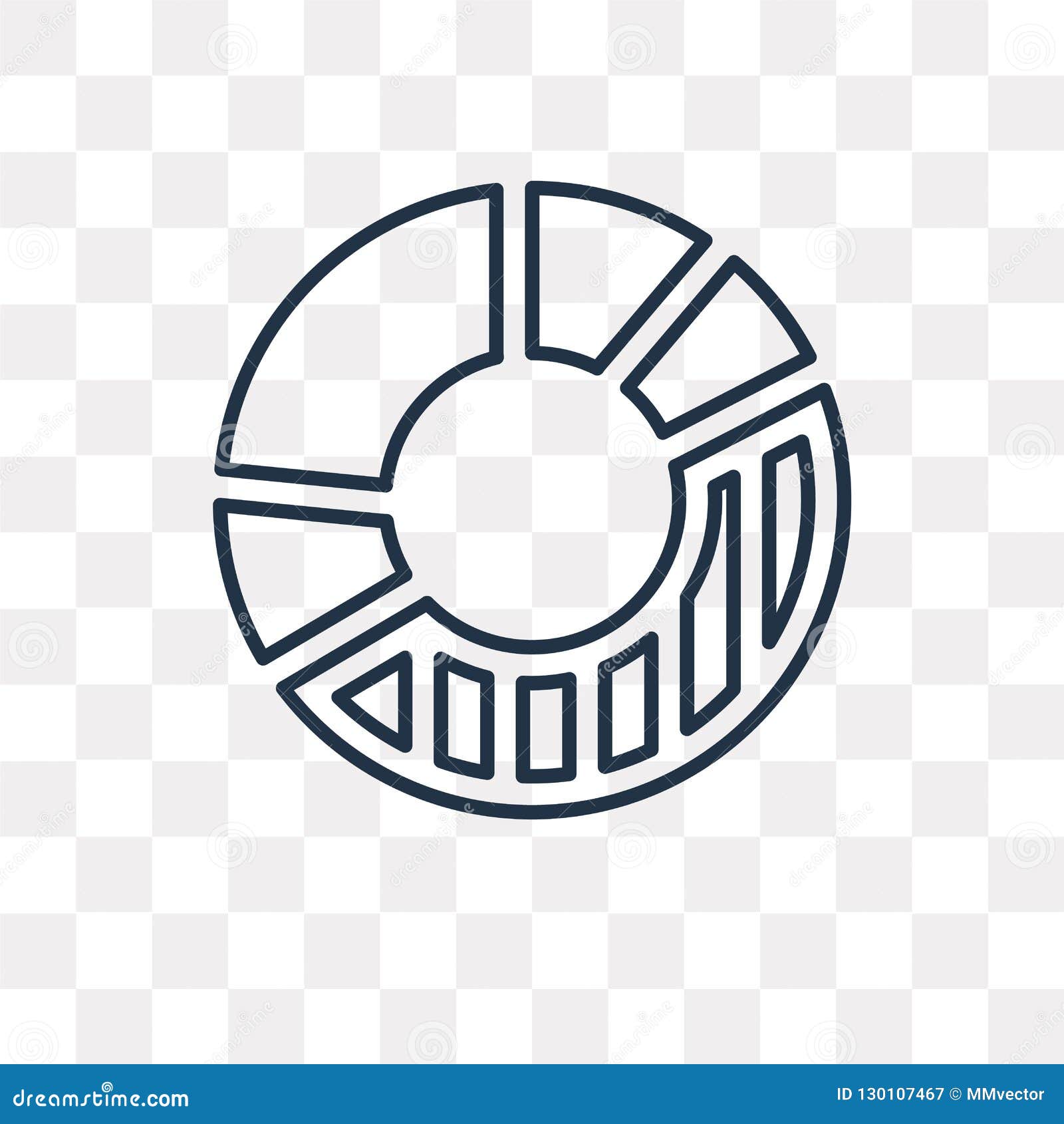 Pie Chart Vector Icon Isolated on Transparent Background, Linear Stock ...