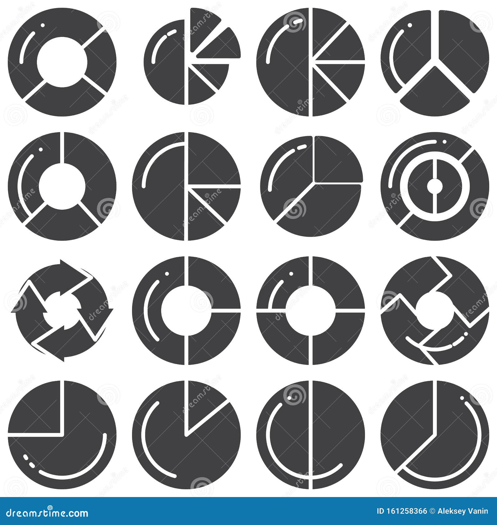 Pie chart vector icons set stock vector. Illustration of options ...