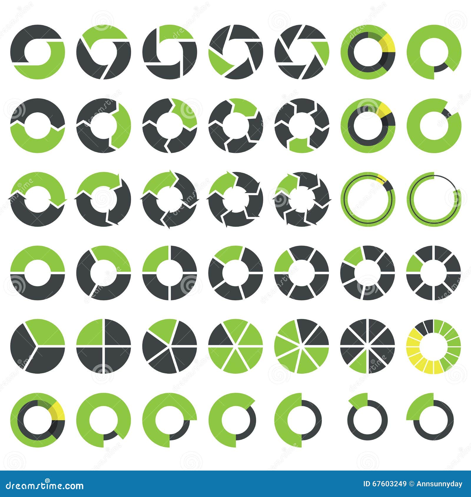 Pie Charts - Circular Charts, Wheel Charts, 5% Sequence Vector EPS 10 ...