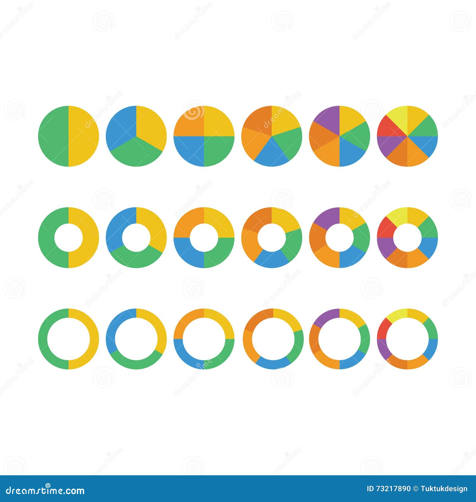 Pie Charts Vector Icon, Flat Color Design Stock Vector - Illustration ...