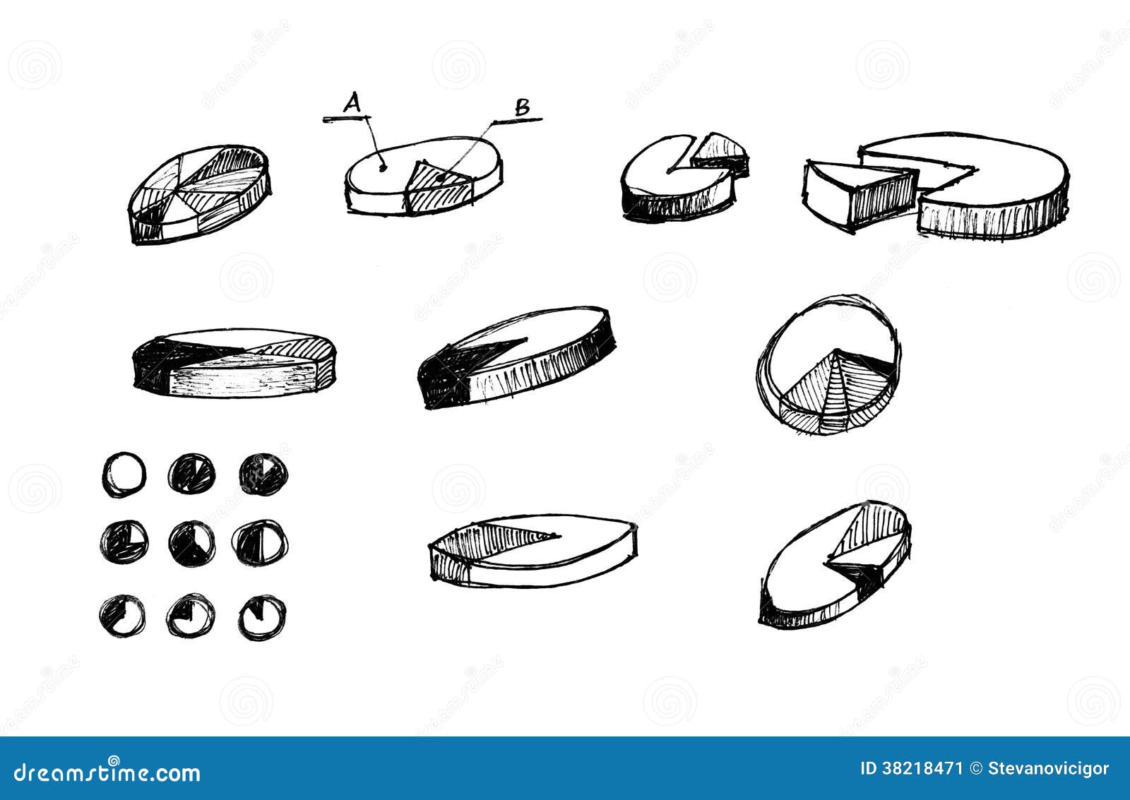 Pie Charts and Other Infographics Drawings Stock Illustration ...