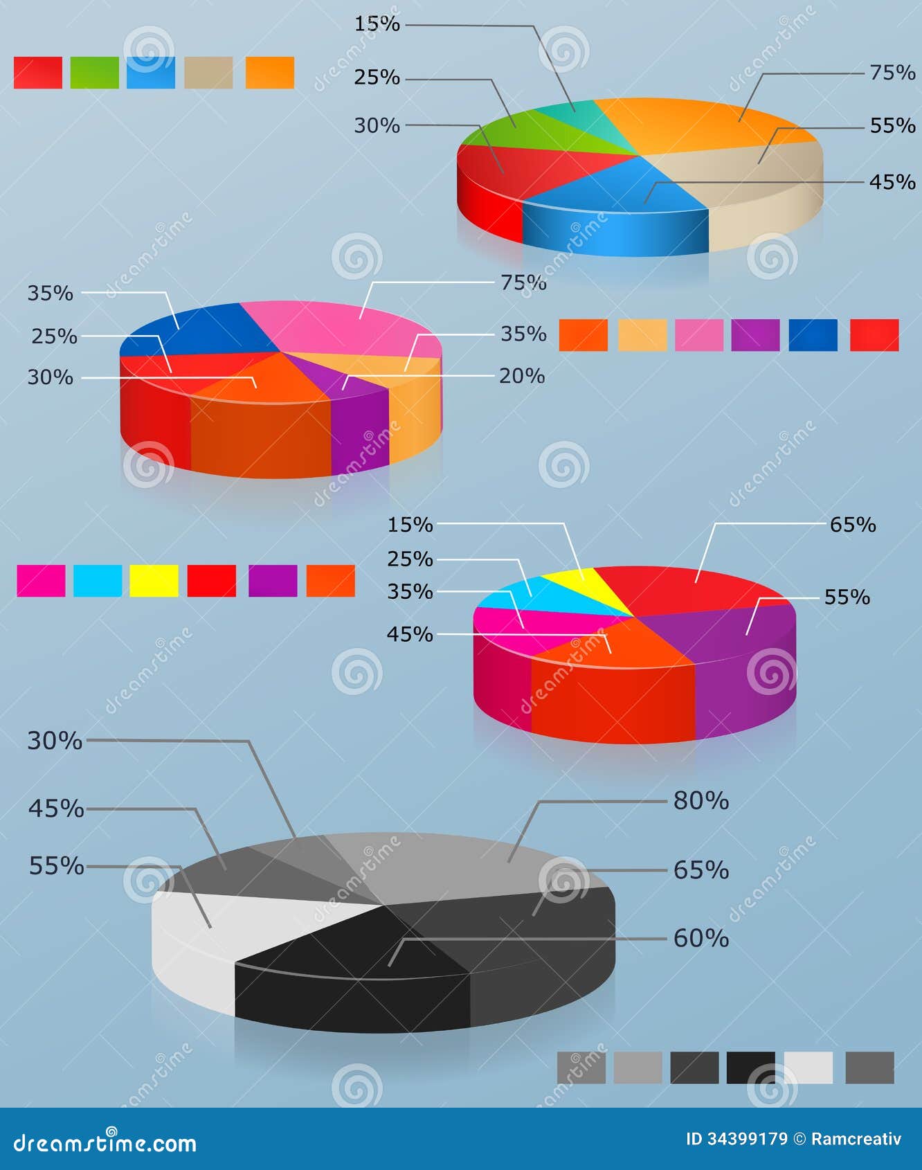 Pie Charts. Set of of Multi-colored Pie Chart Stock Vector ...