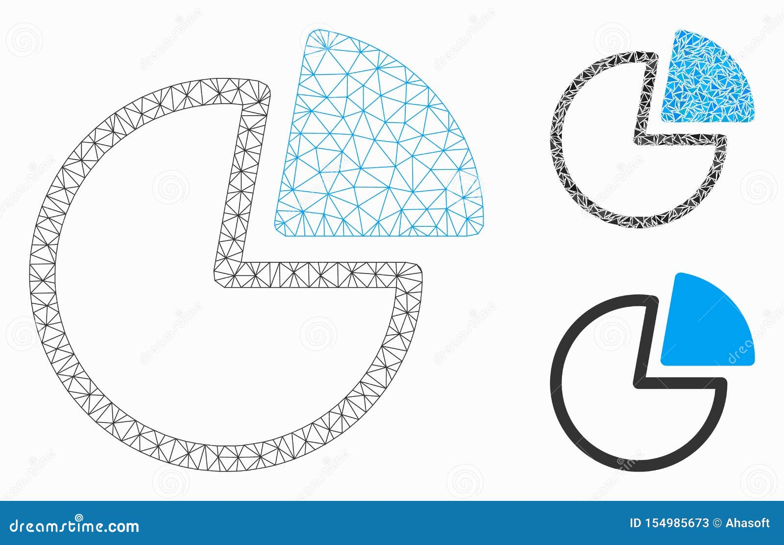 Pie Charts Vector Mesh Network Model and Triangle Mosaic Icon Stock ...