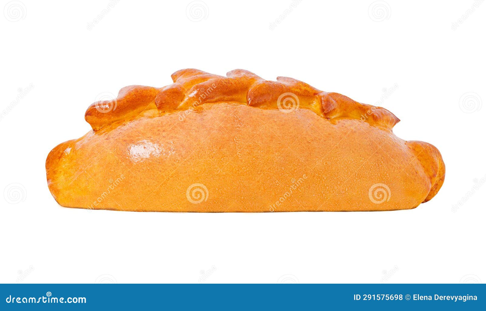 Pie Closed with Baked Pigtail of Dough, Side View, Isolated on White ...
