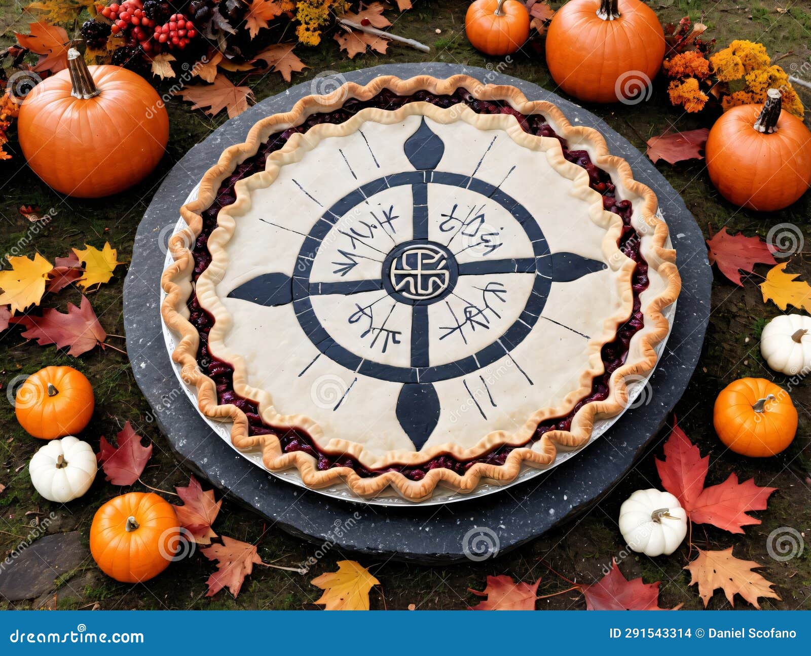 A Pie with a Compass on it Surrounded by Pumpkins. Generative AI Stock ...
