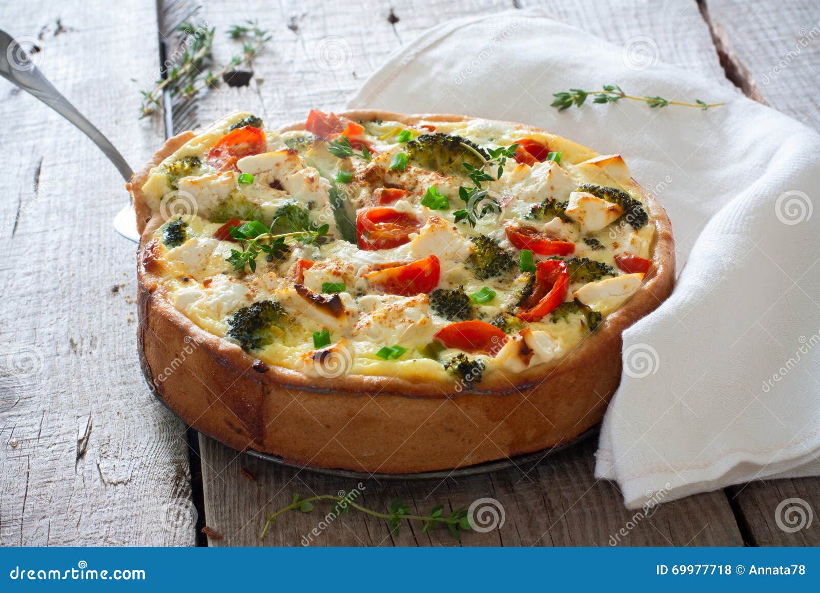 Pie with Cream, Cheese and Vegetables Stock Photo - Image of round ...