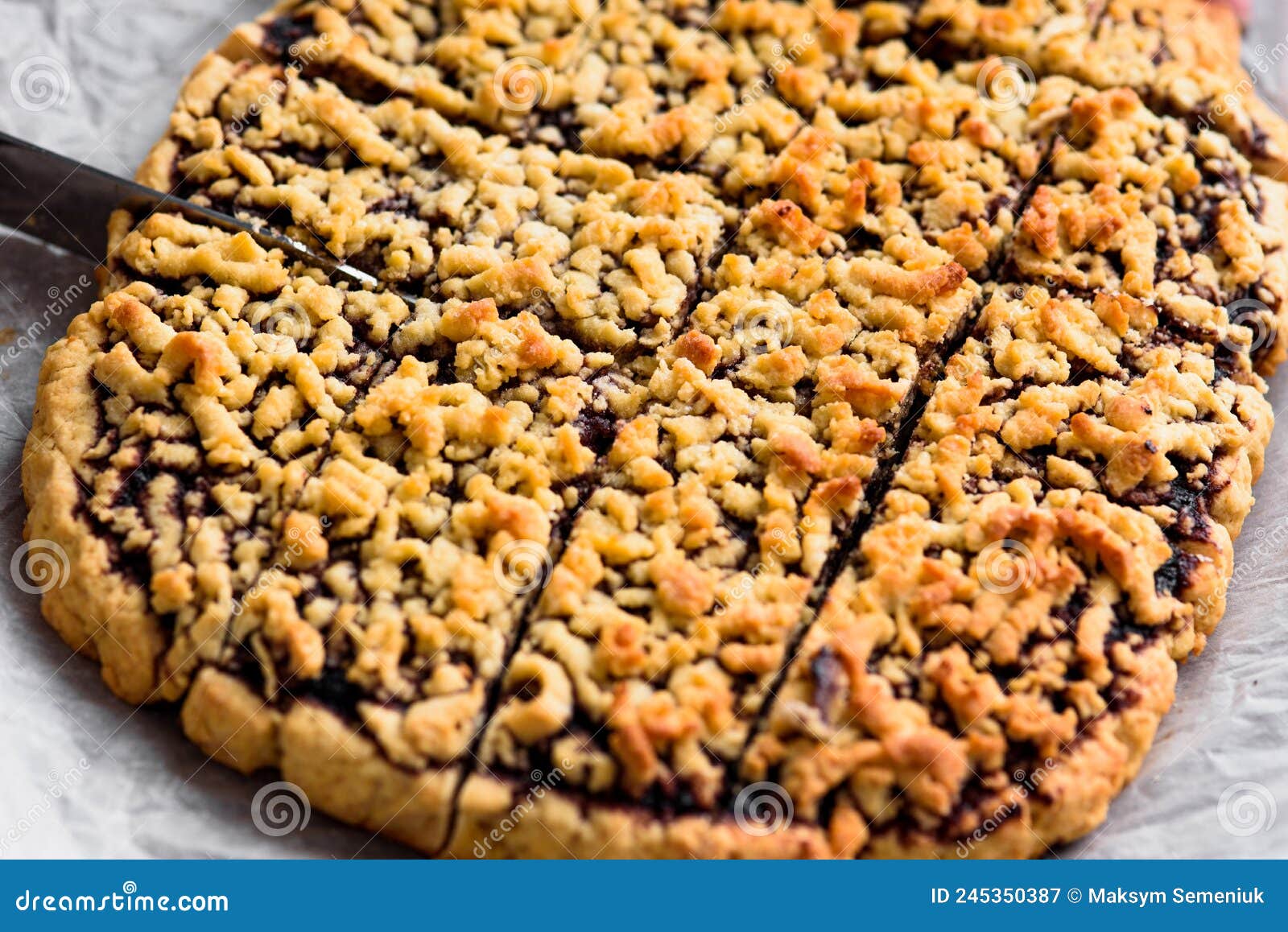 Pie Cut into Pieces, Top View Stock Image - Image of preparation ...