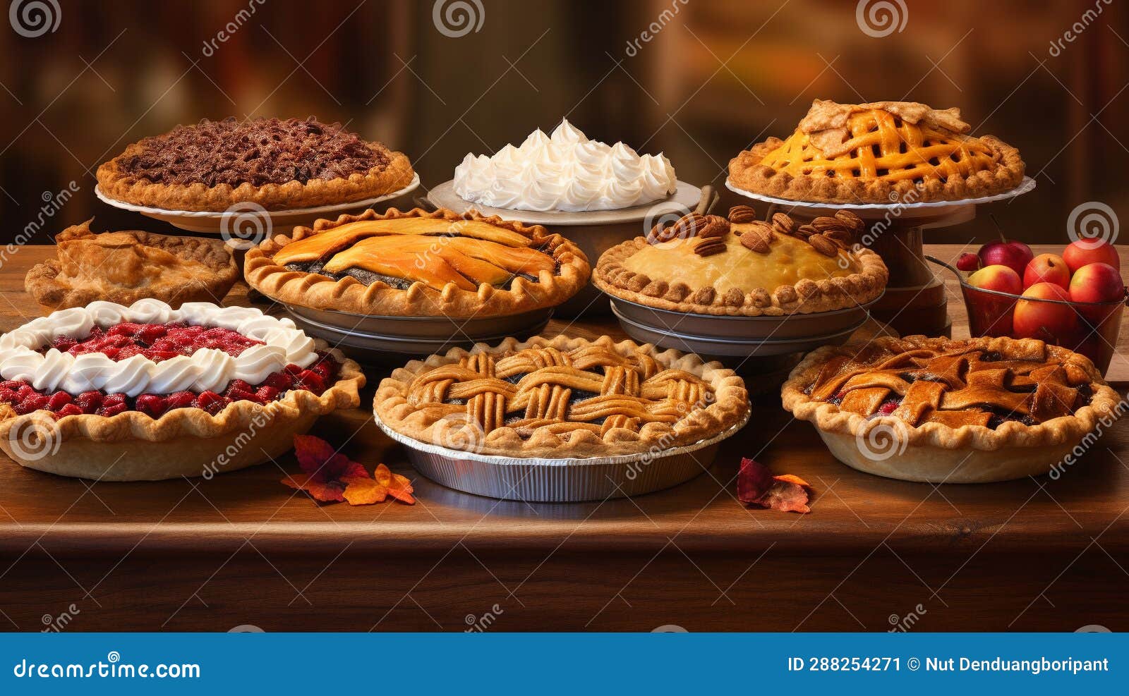 Pie Delight: a Tempting Array of Thanksgiving Pies Stock Image - Image ...