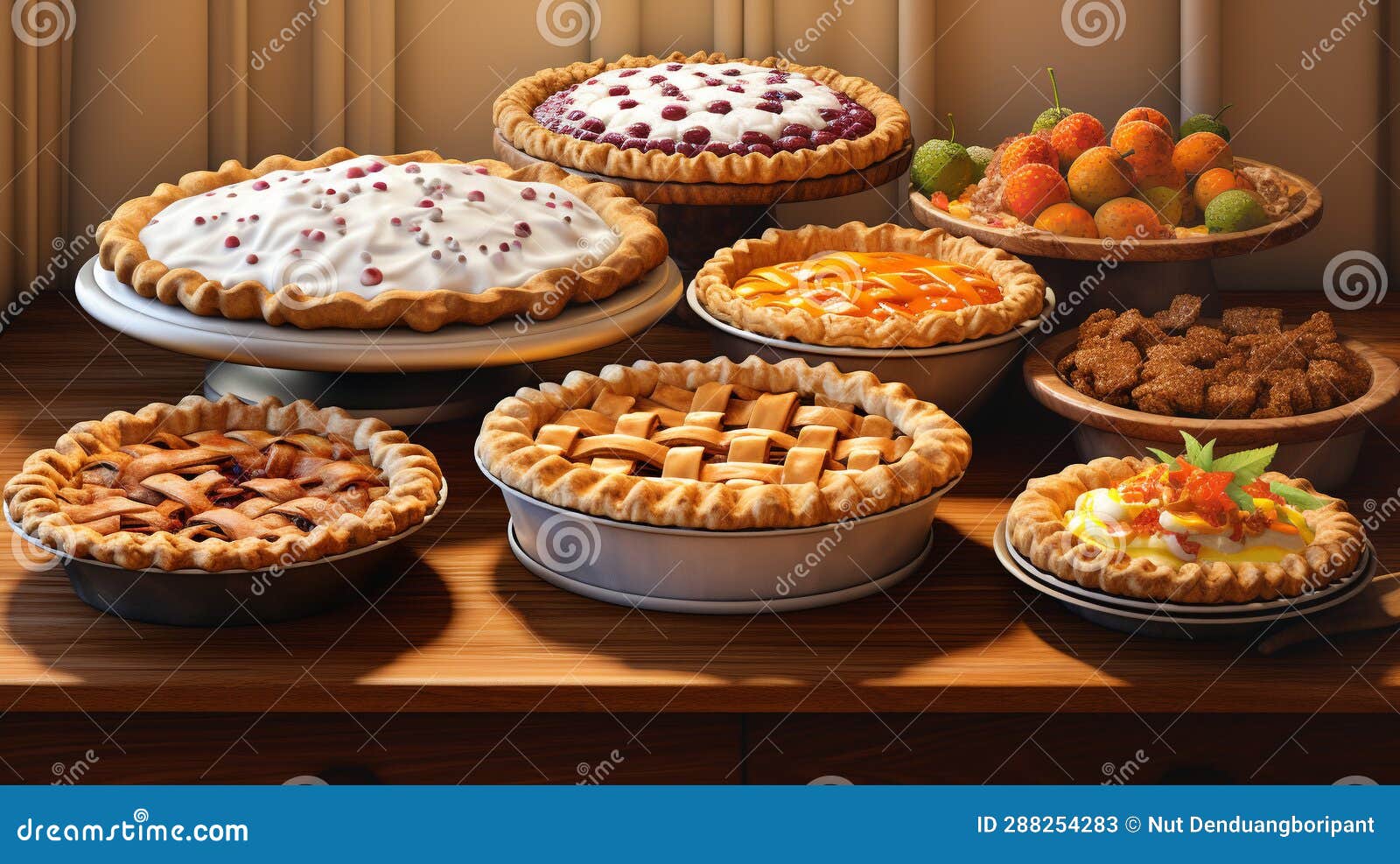 Pie Delight: a Tempting Array of Thanksgiving Pies Stock Image - Image ...