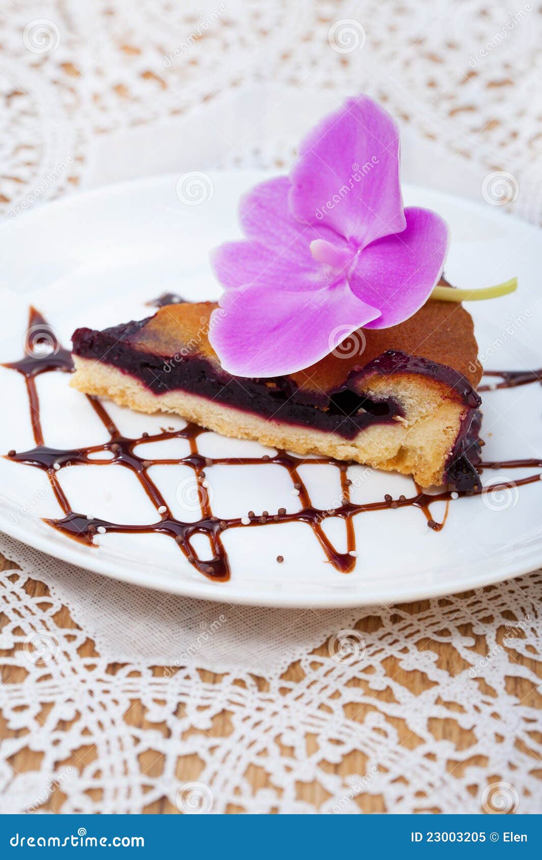 Pie with flower orchid stock image. Image of pastry, cafe - 23003205