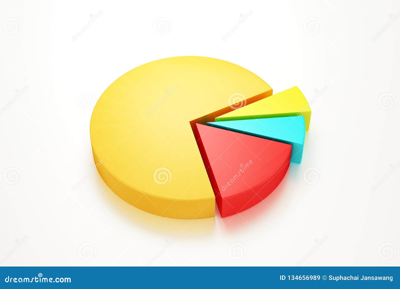 Pie Graph Diagram 3D Render. on Isolated Background - Illustration ...