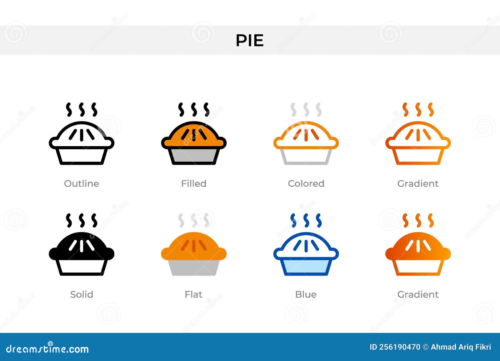 Pie Icon in Different Style. Pie Vector Icons Designed in Outline ...