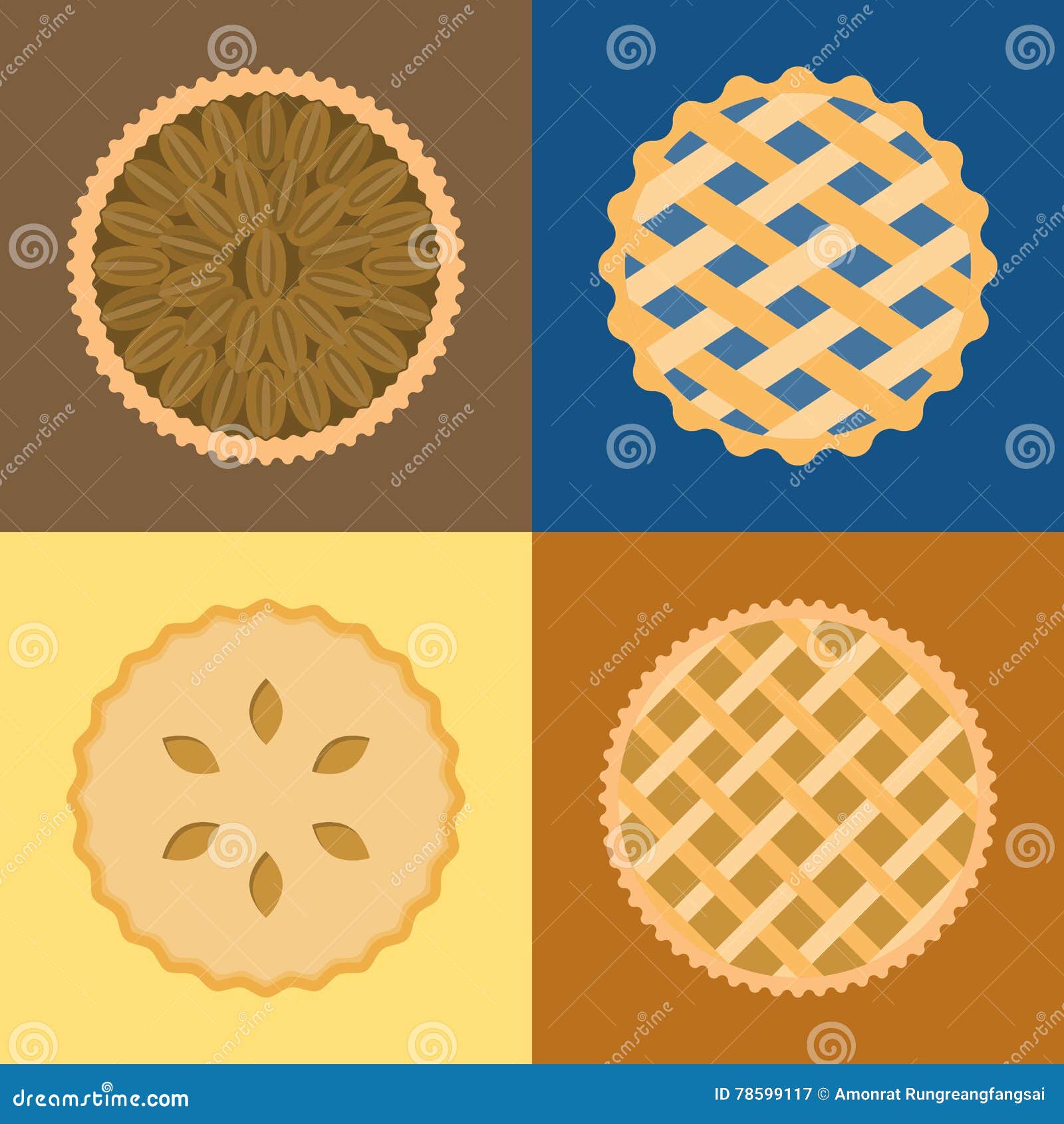 Pie icon set stock vector. Illustration of cream, traditional - 78599117