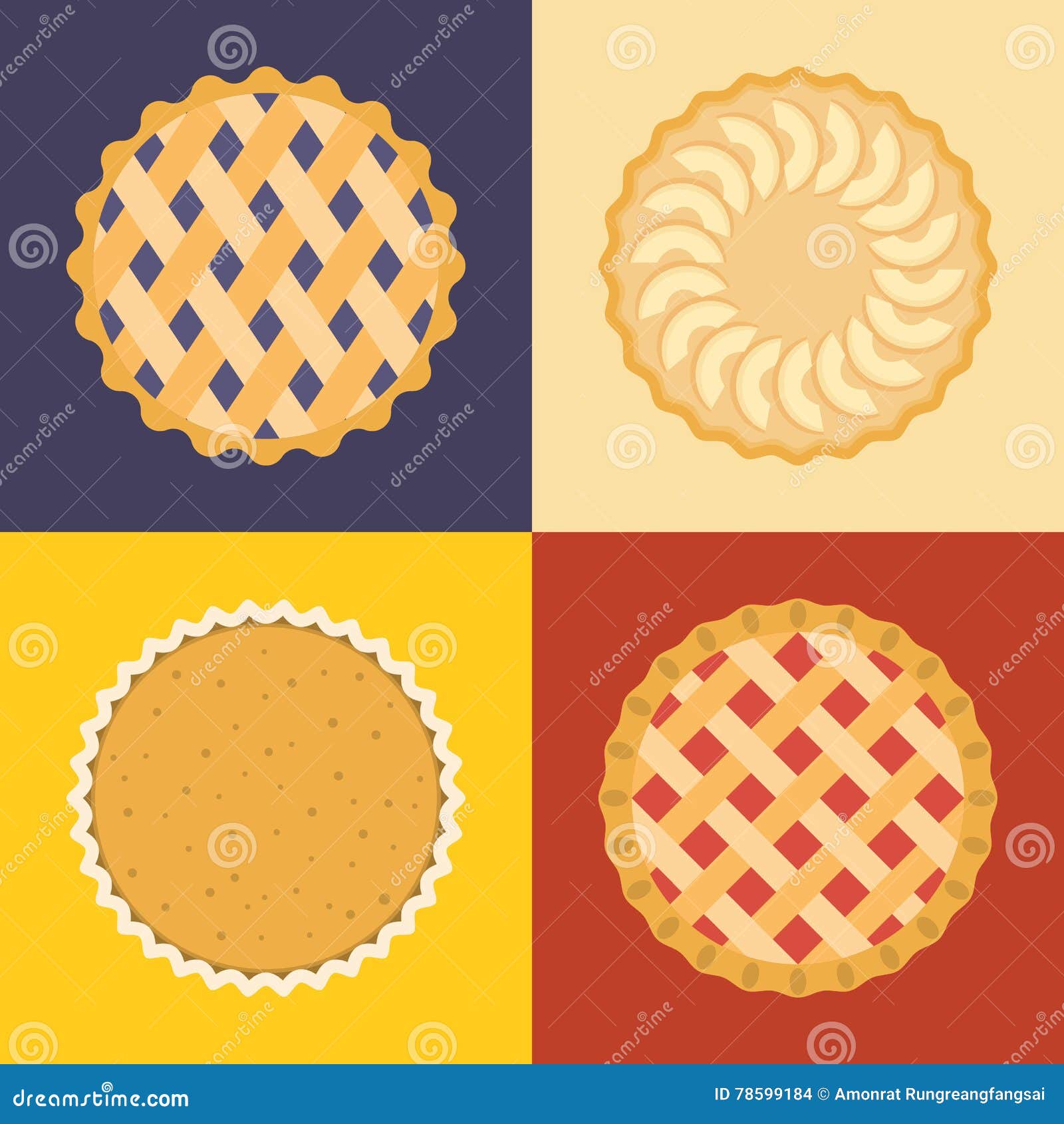 Pie icon set stock vector. Illustration of autumn, food - 78599184