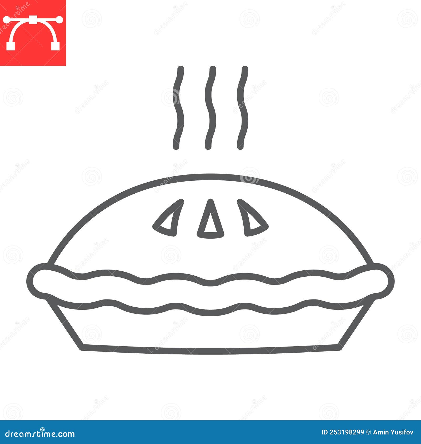 Pie line icon stock vector. Illustration of vector, homemade - 253198299