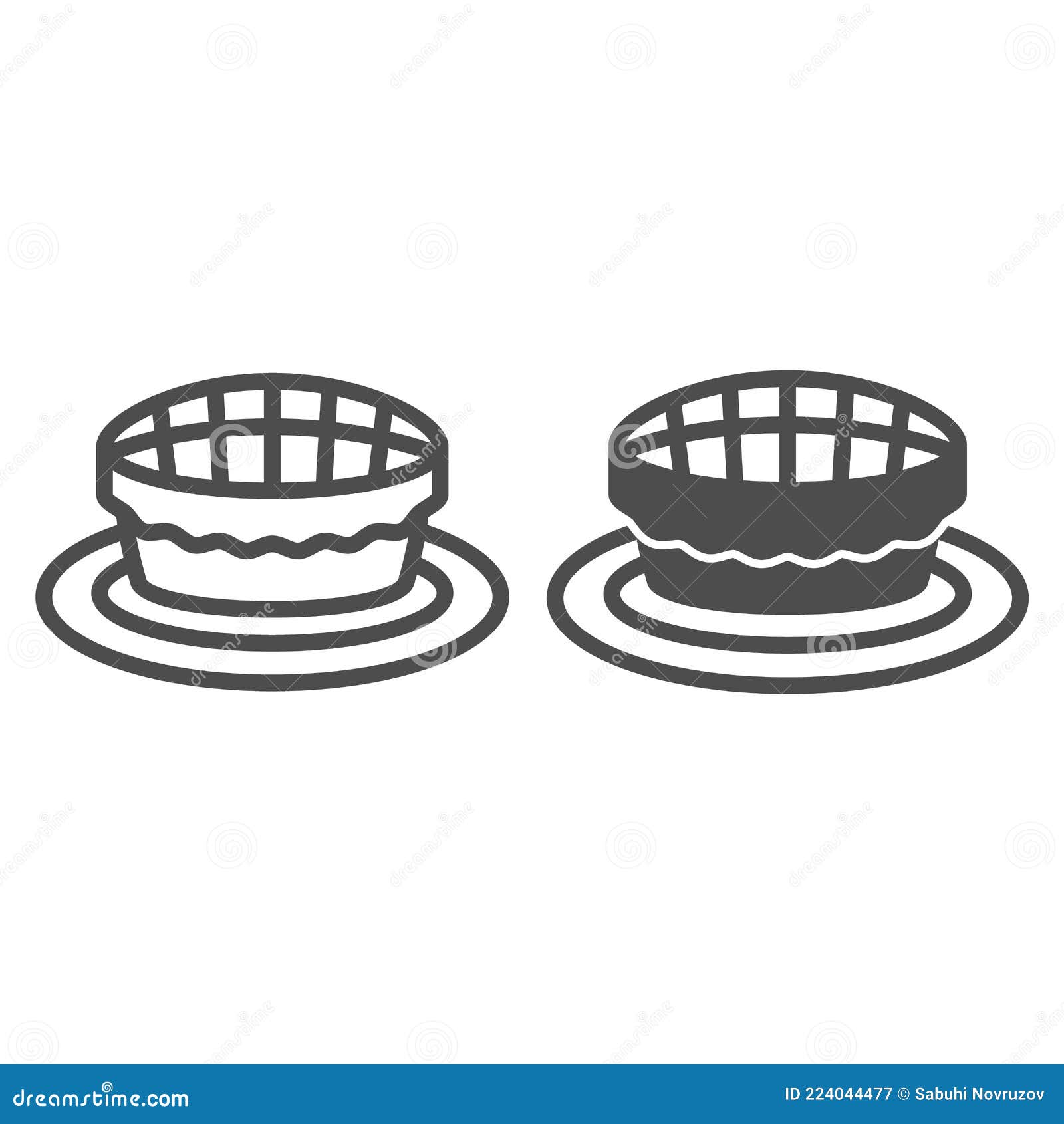 Pie Line and Solid Icon, Pastry and Bakery Concept, Tart Quiche Vector ...
