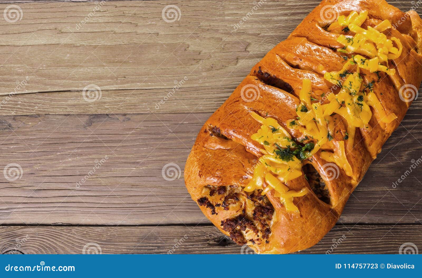 Pie with meat and cheese stock image. Image of baked - 114757723