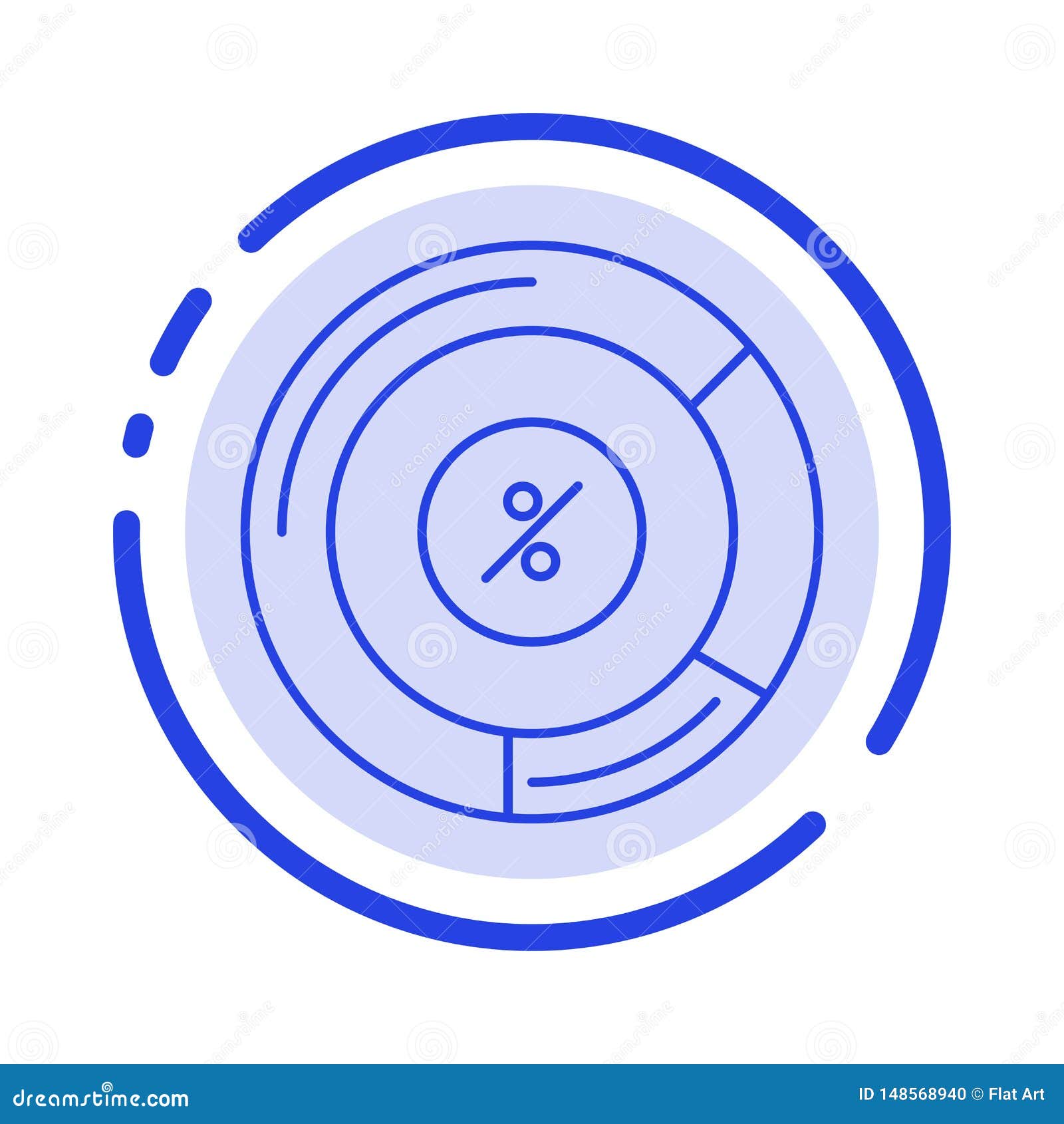 Pie, Percentage, Chart, Share Blue Dotted Line Line Icon Stock Vector ...