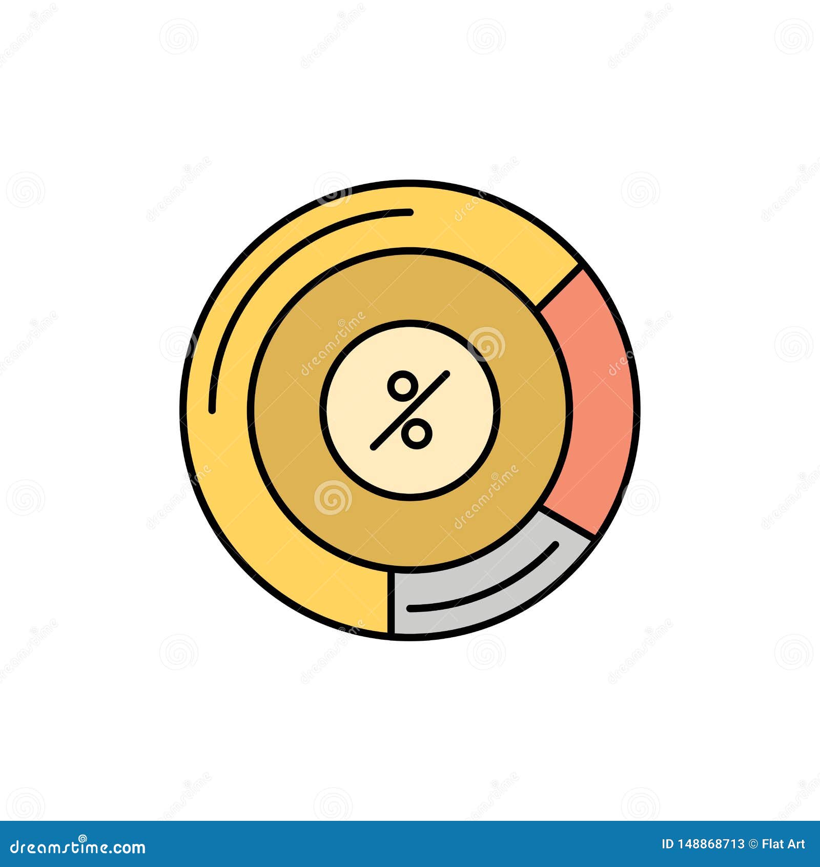 Pie, Percentage, Chart, Share Flat Color Icon. Vector Icon Banner ...