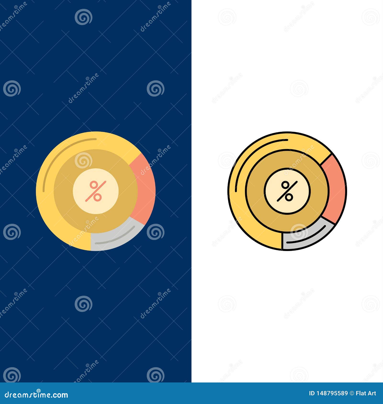 Pie, Percentage, Chart, Share Icons. Flat and Line Filled Icon Set ...