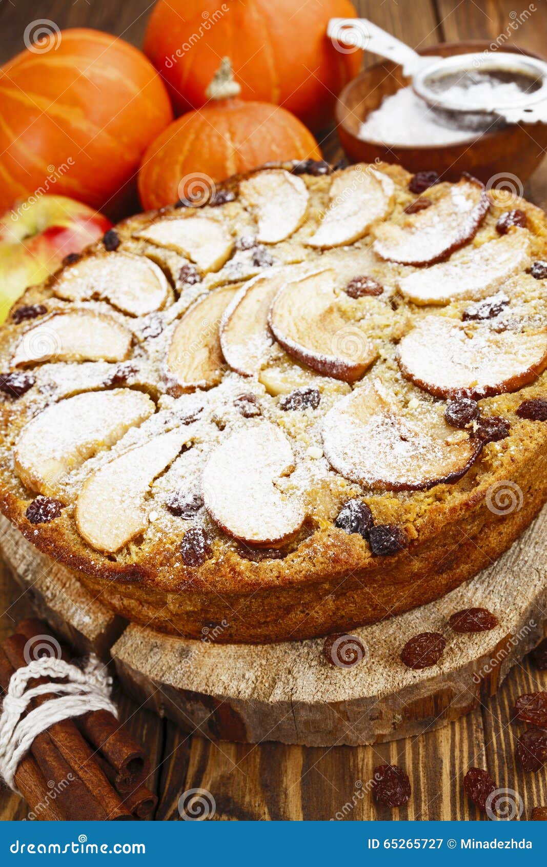 Pie with Pumpkin, Raisin and Apples Stock Image - Image of cinnamon ...