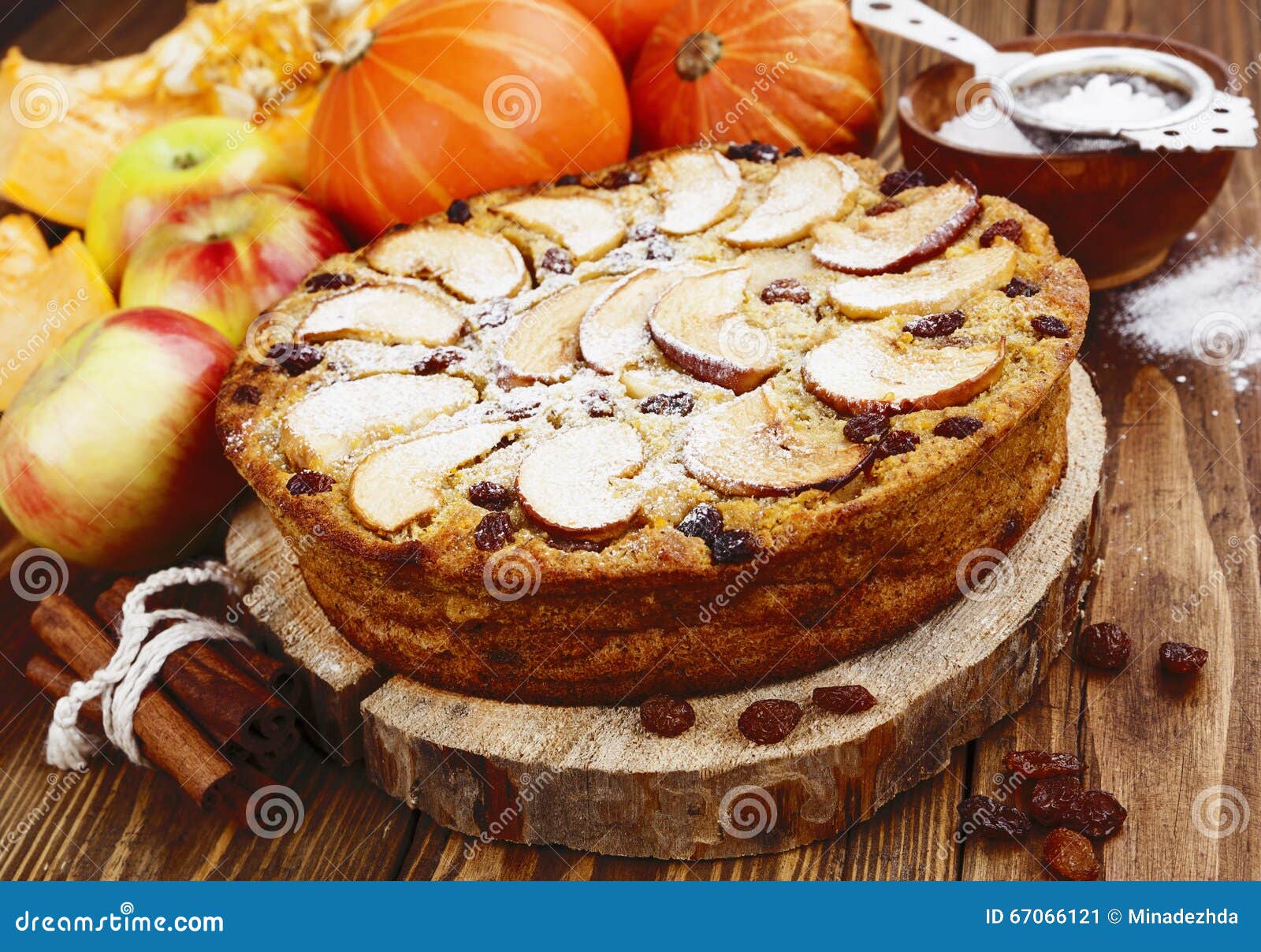 Pie with Pumpkin, Raisin and Apples Stock Image - Image of cooking ...