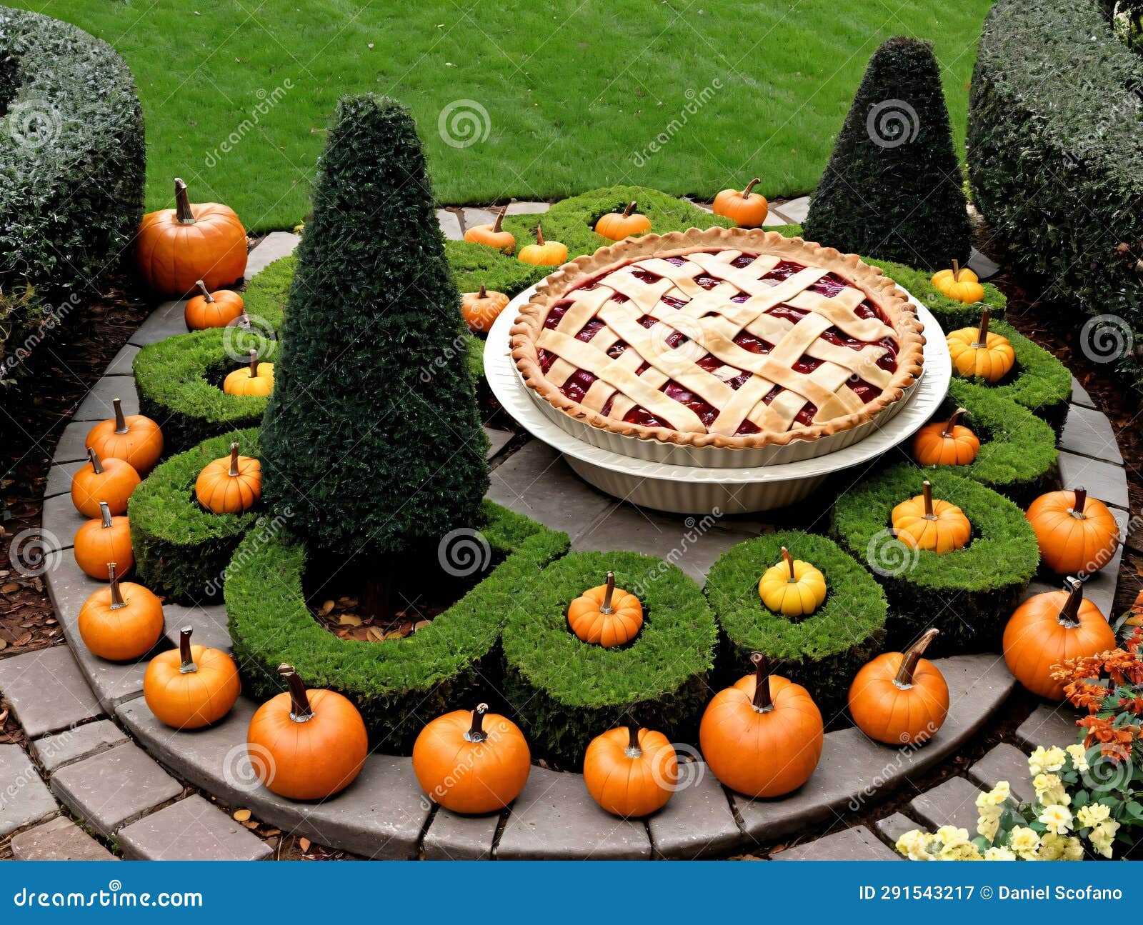 A Pie with Pumpkins and Trees in the Background. Generative AI Stock ...