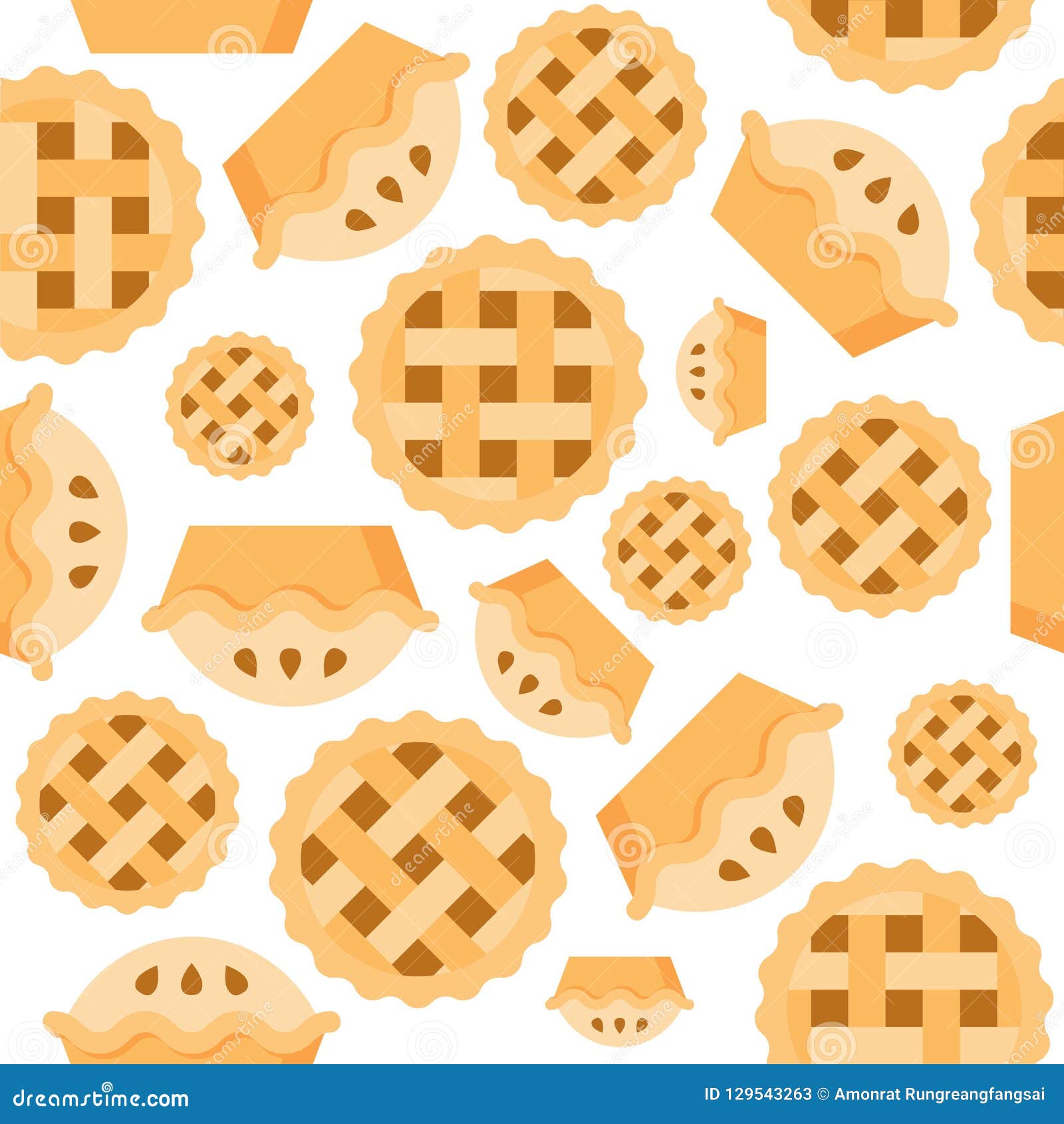 Pie Seamless Pattern Bakery Product Flat Design Stock Vector ...