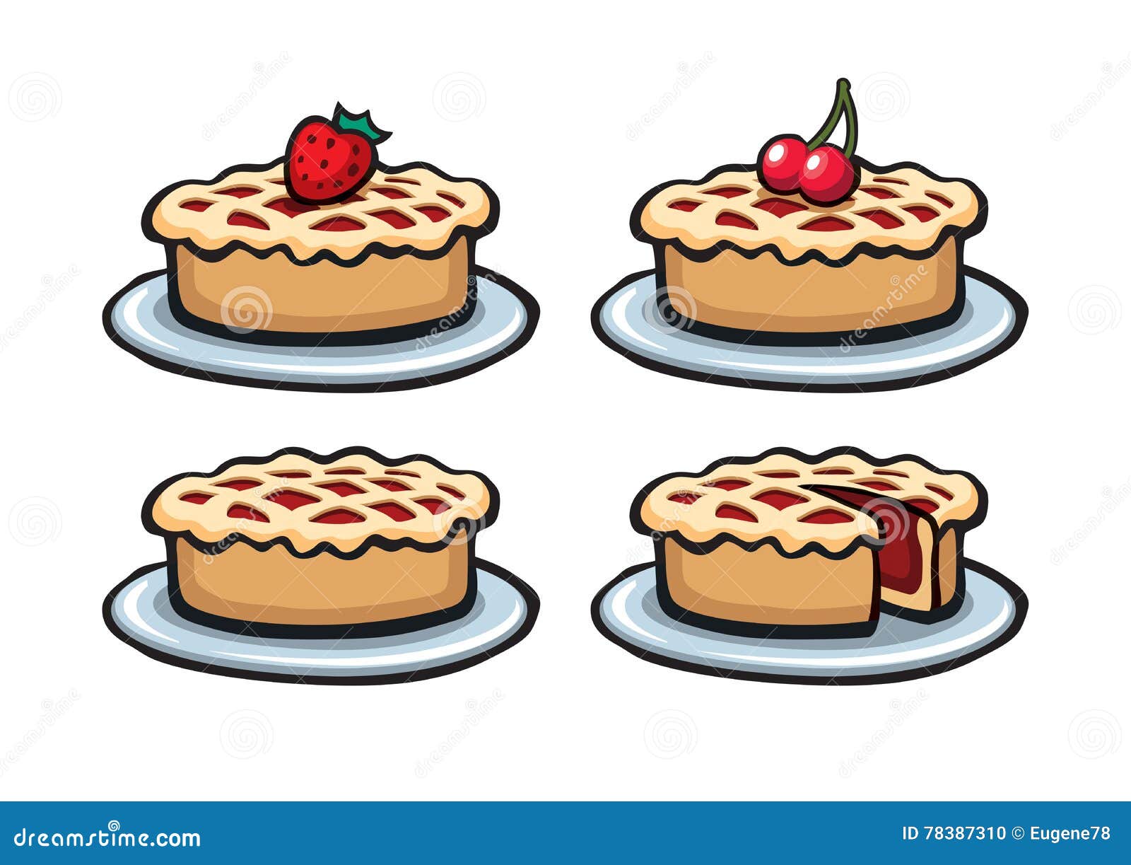 Pie set illustrations stock vector. Illustration of berries - 78387310