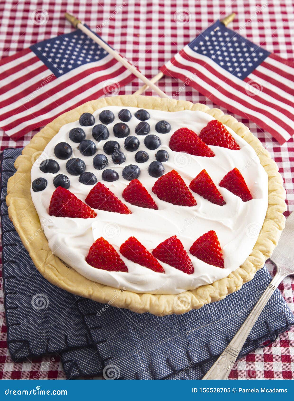Pie in the Shape of the American Flag for a Patriotic Celebration Stock ...