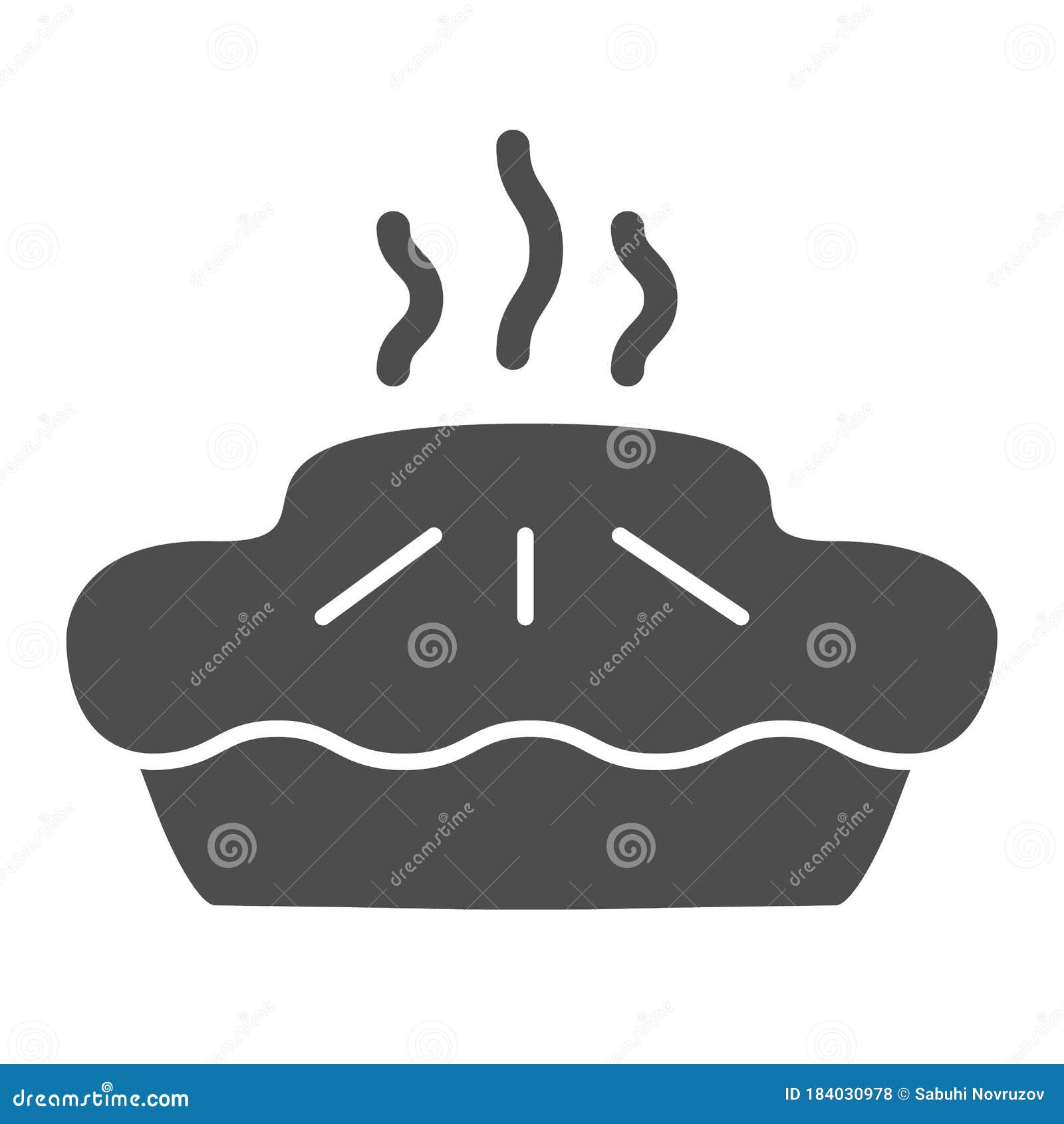 Pie Solid Icon, Bakery Concept, Tart Sign on White Background, Hot Pie ...