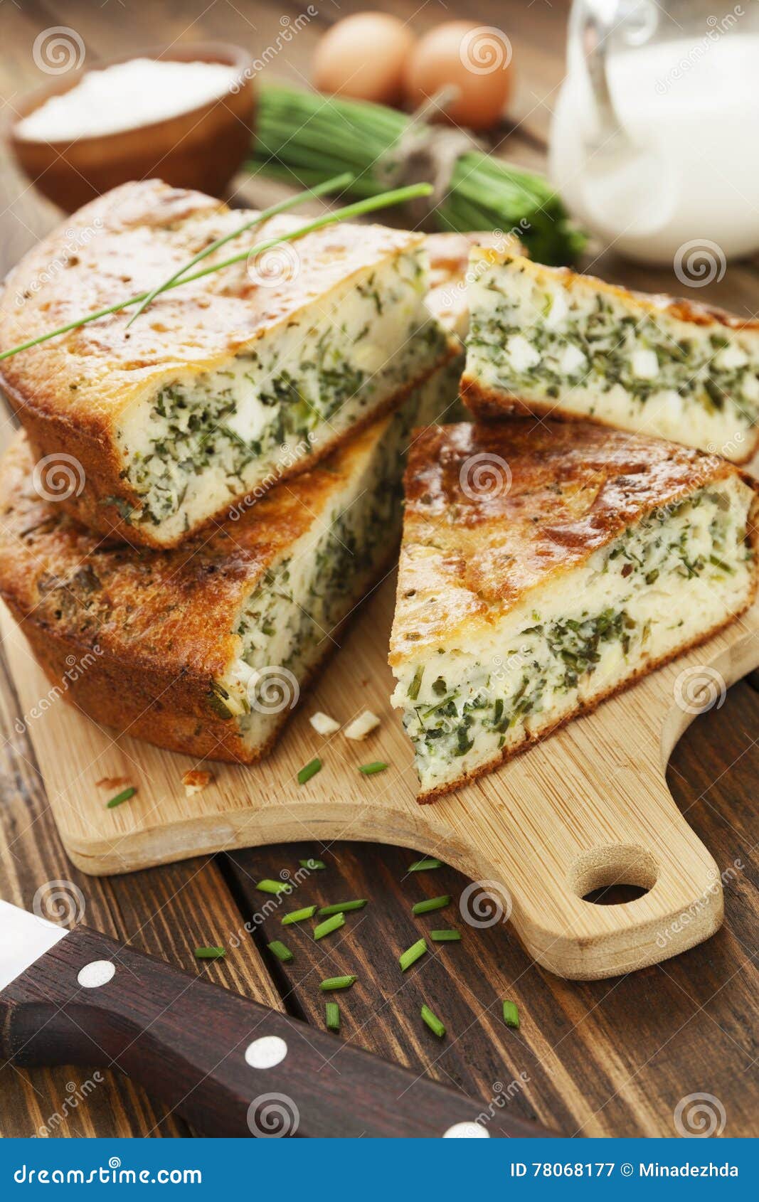 Pie with spring onion stock image. Image of bake, onion - 78068177
