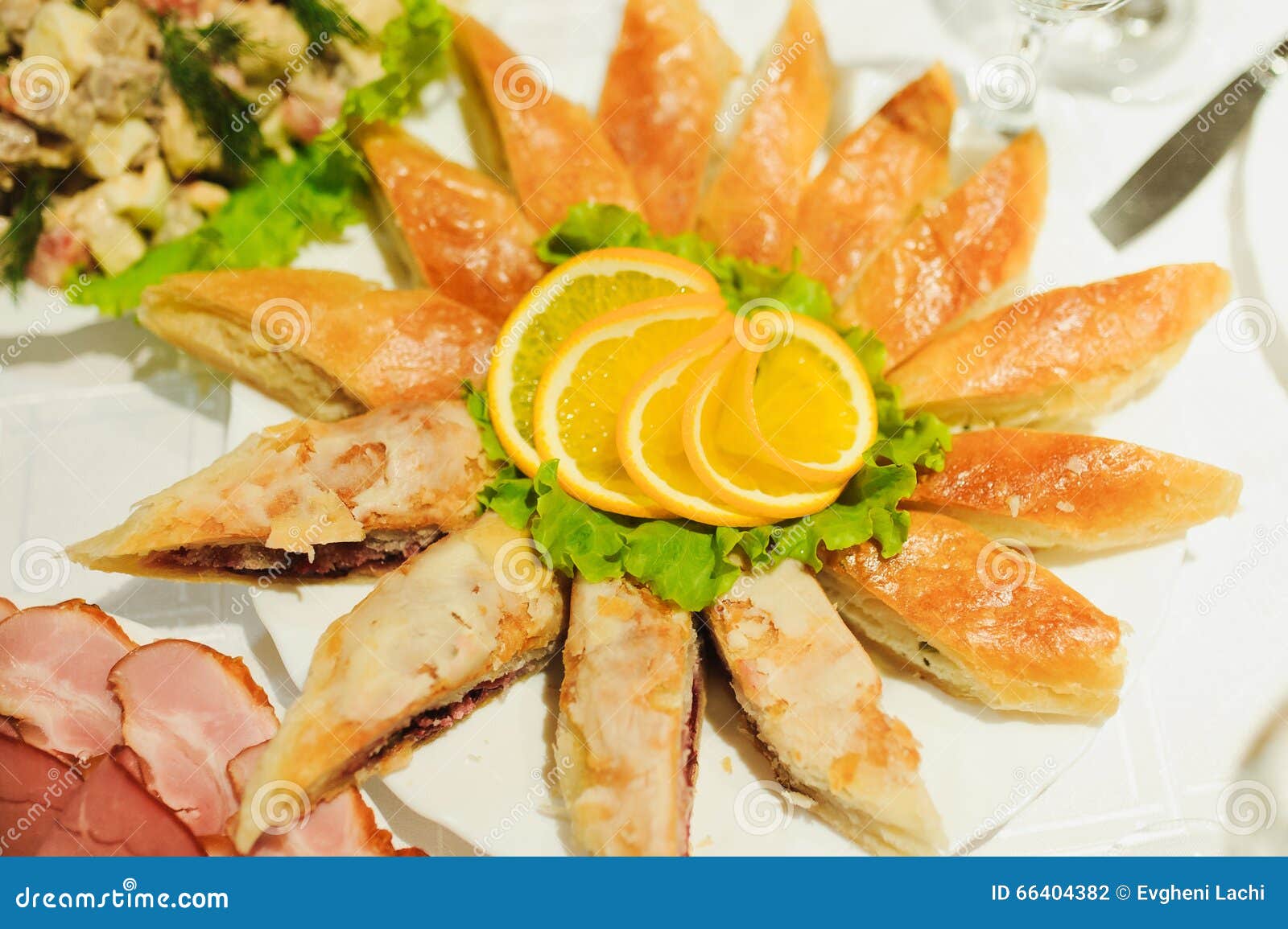 Pie. Table Full of Food at a Restaurant. Stock Photo - Image of banquet ...