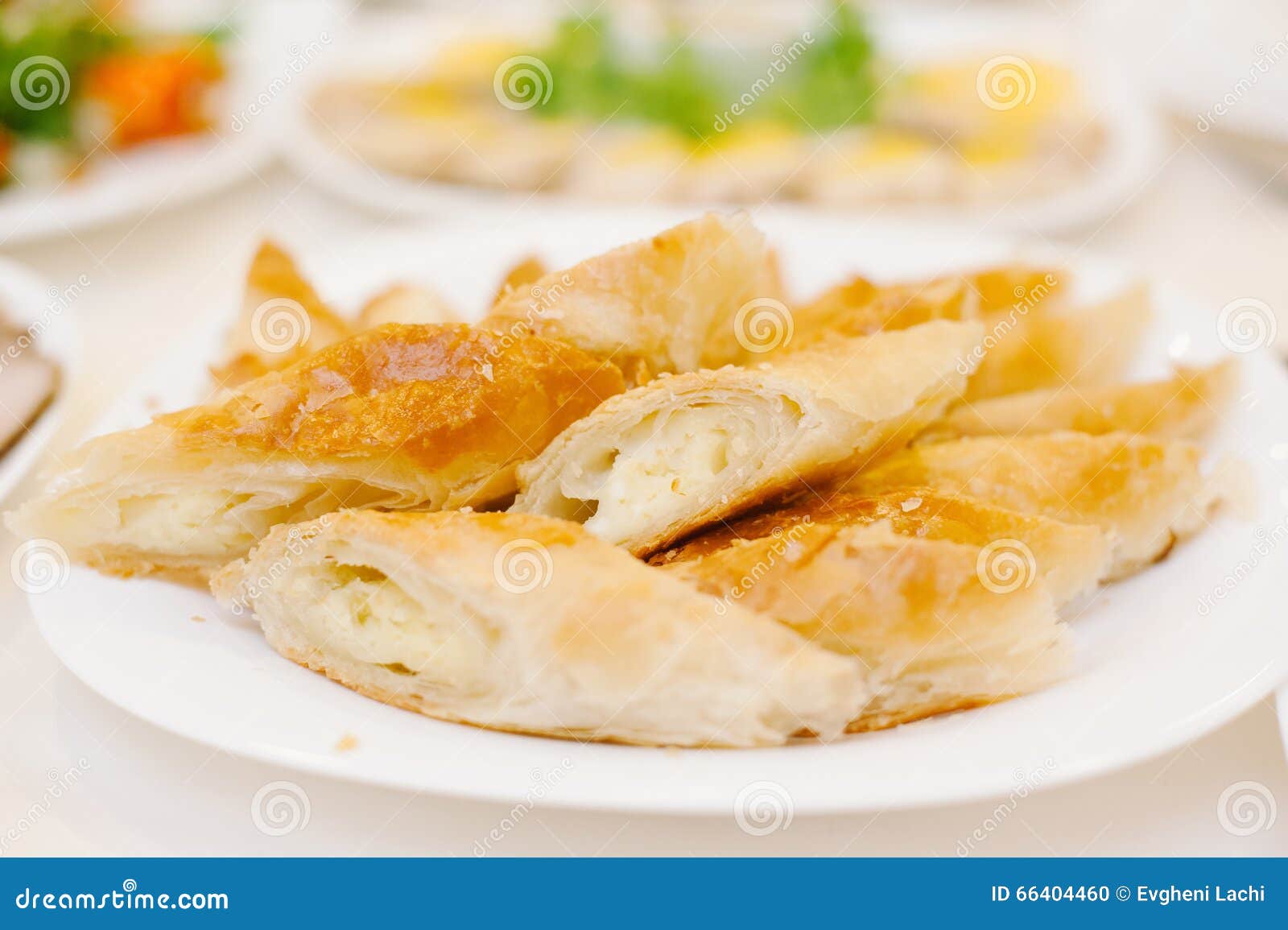 Pie. Table Full of Food at a Restaurant. Stock Photo - Image of call ...