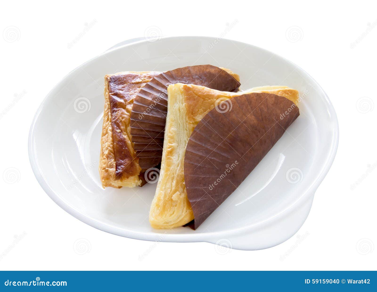 Pie Triangular Shape on White Dish, Isolated on White Background Stock ...