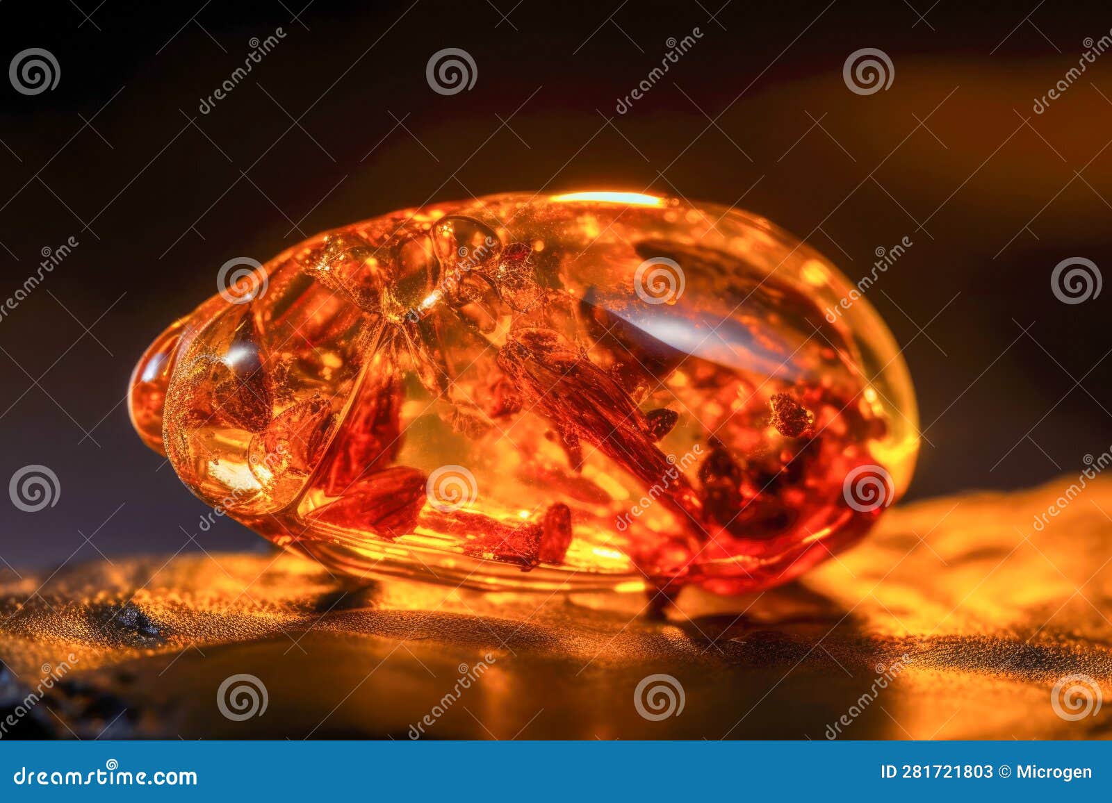 Piece of Amber with an Ancient Insect Inside Stock Illustration ...