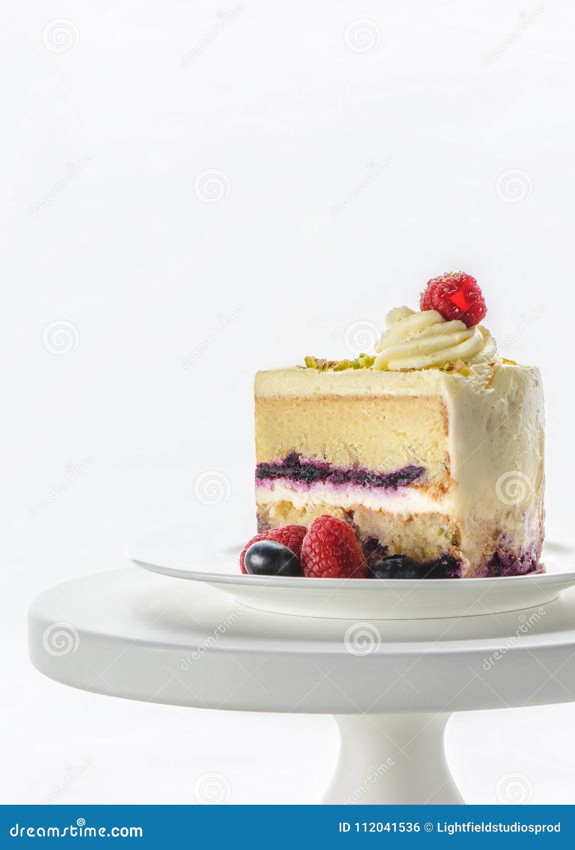 Piece of Appetizing Cake on White Cake Stand Stock Photo - Image of ...