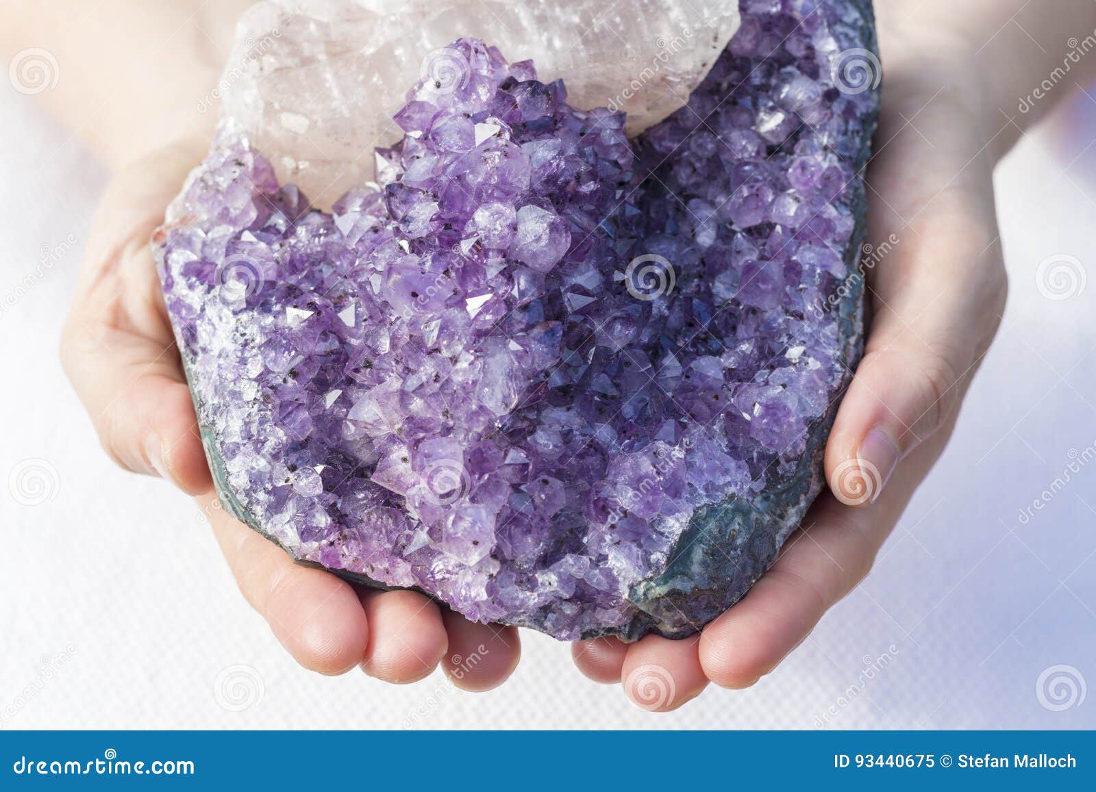 A Piece of Beautiful Amethyst in Hands Stock Image - Image of chunks ...