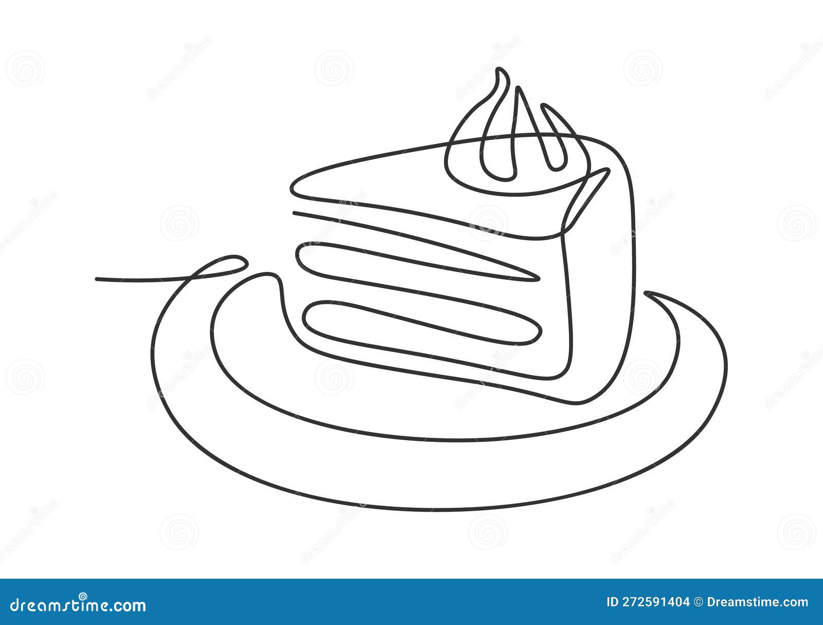 Piece of Birthday Cake in Line Art Stock Vector - Illustration of drawn ...