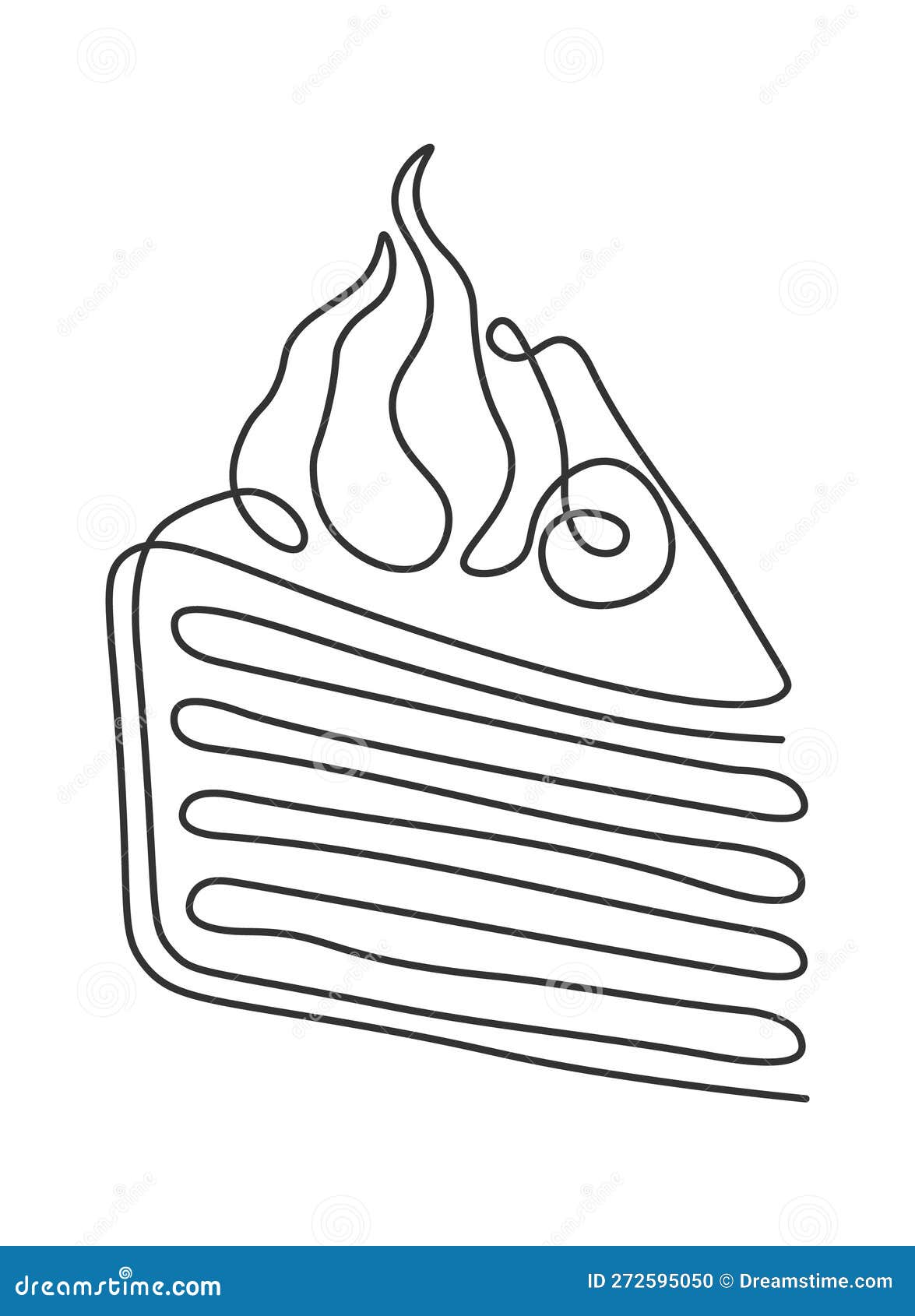 Piece of Birthday Cake in Line Art Stock Vector - Illustration of line ...