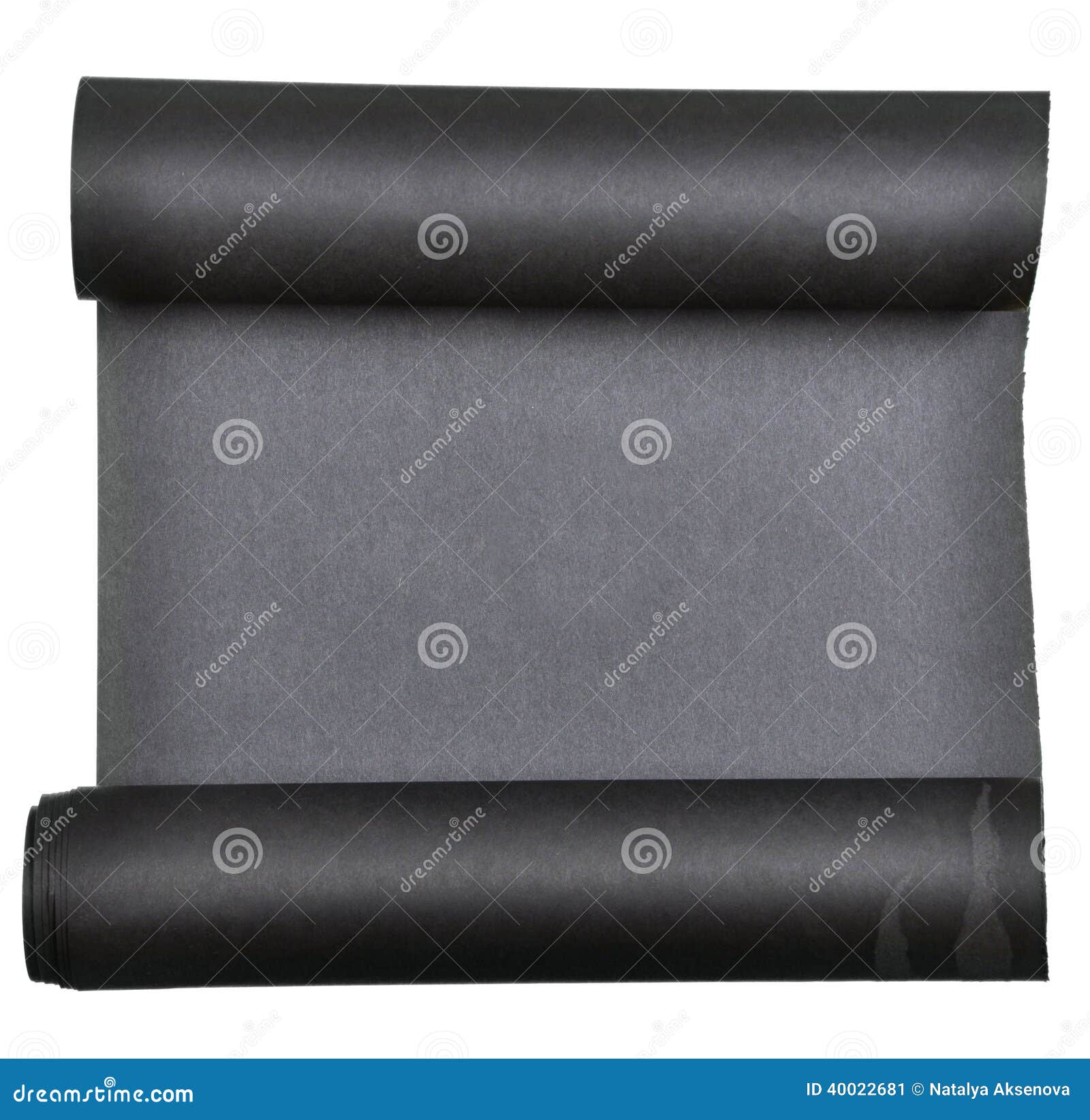 Piece of Black Paper Rolled Up in Roll Isolated on White Background ...