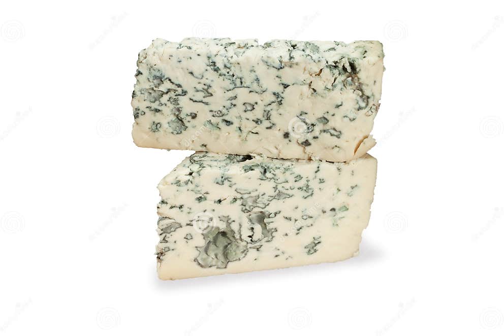 Piece of Blue Cheese on White Background Stock Image - Image of soft ...