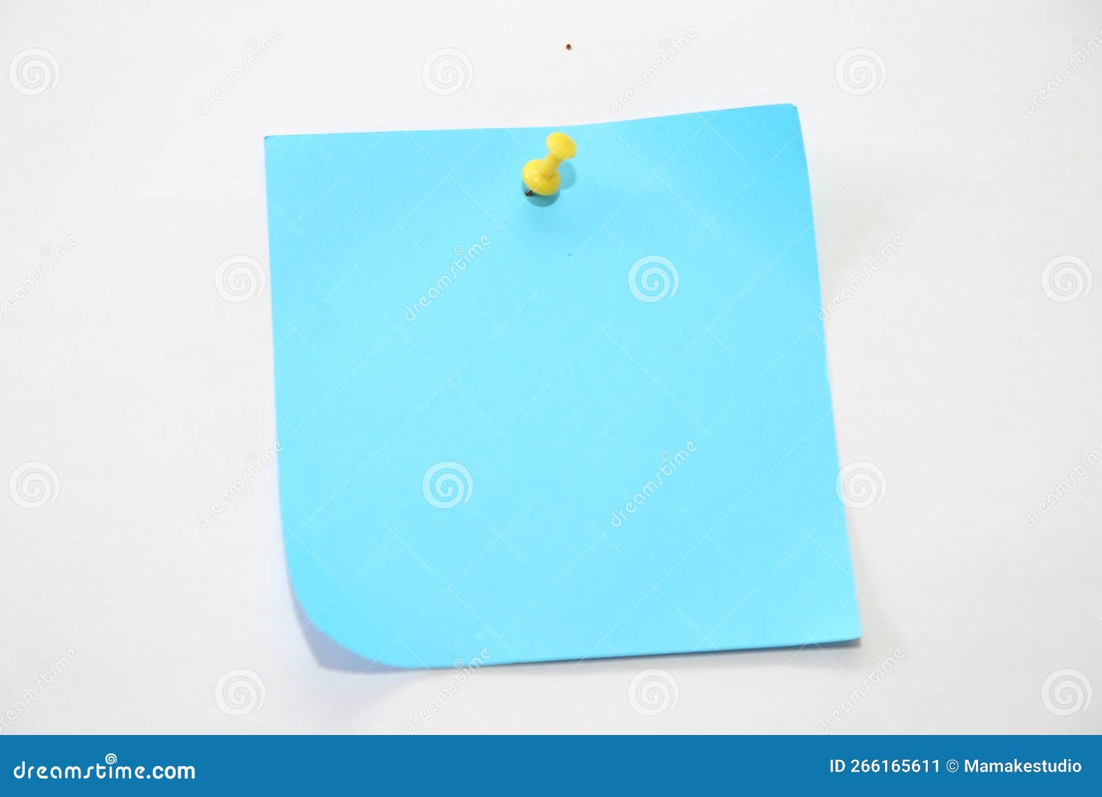 Piece of Blue Paper Template Background with Yellow Pin Stock Image ...