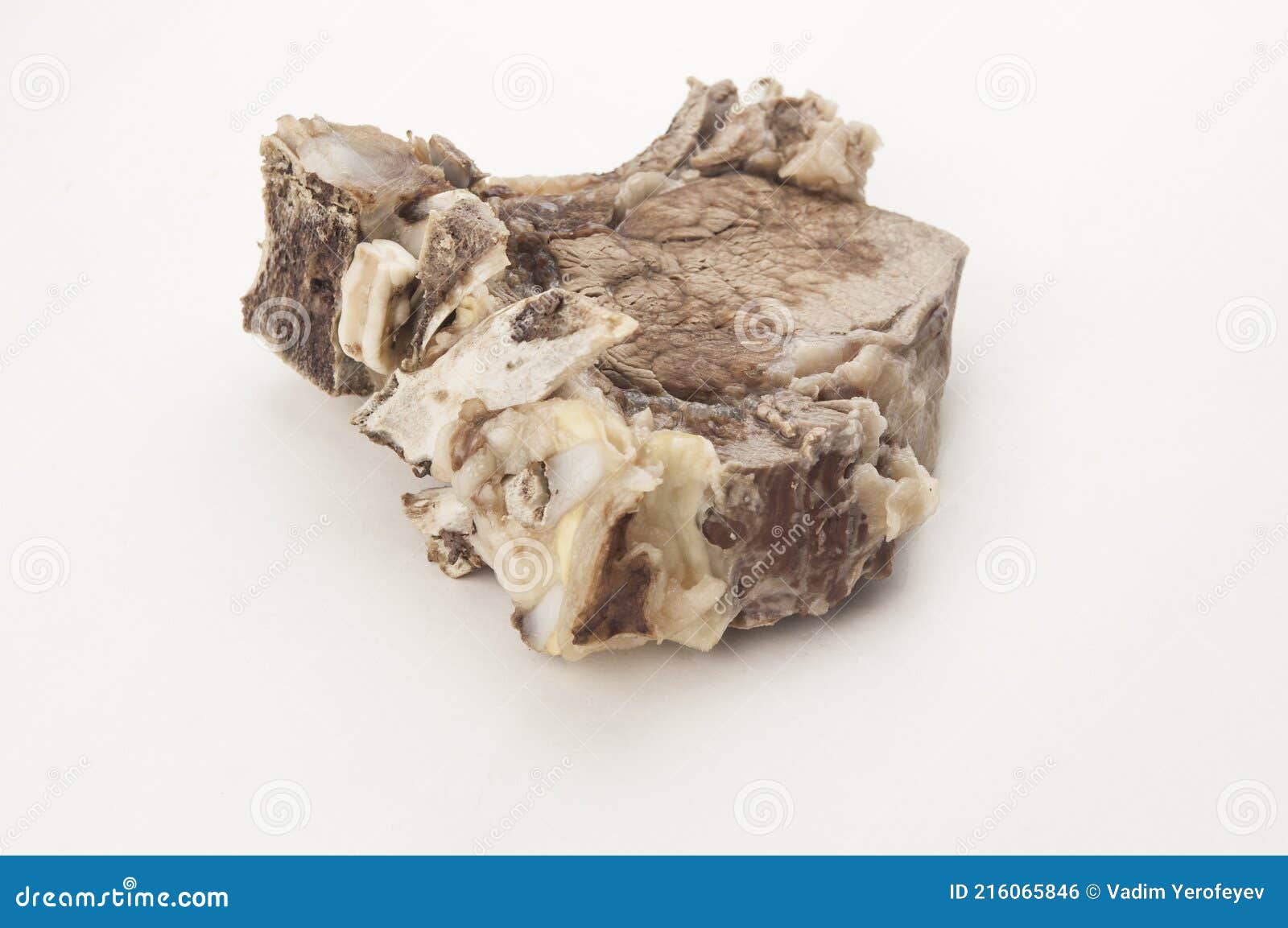Piece of Boiled Beef with Bone on White Background Stock Photo - Image ...