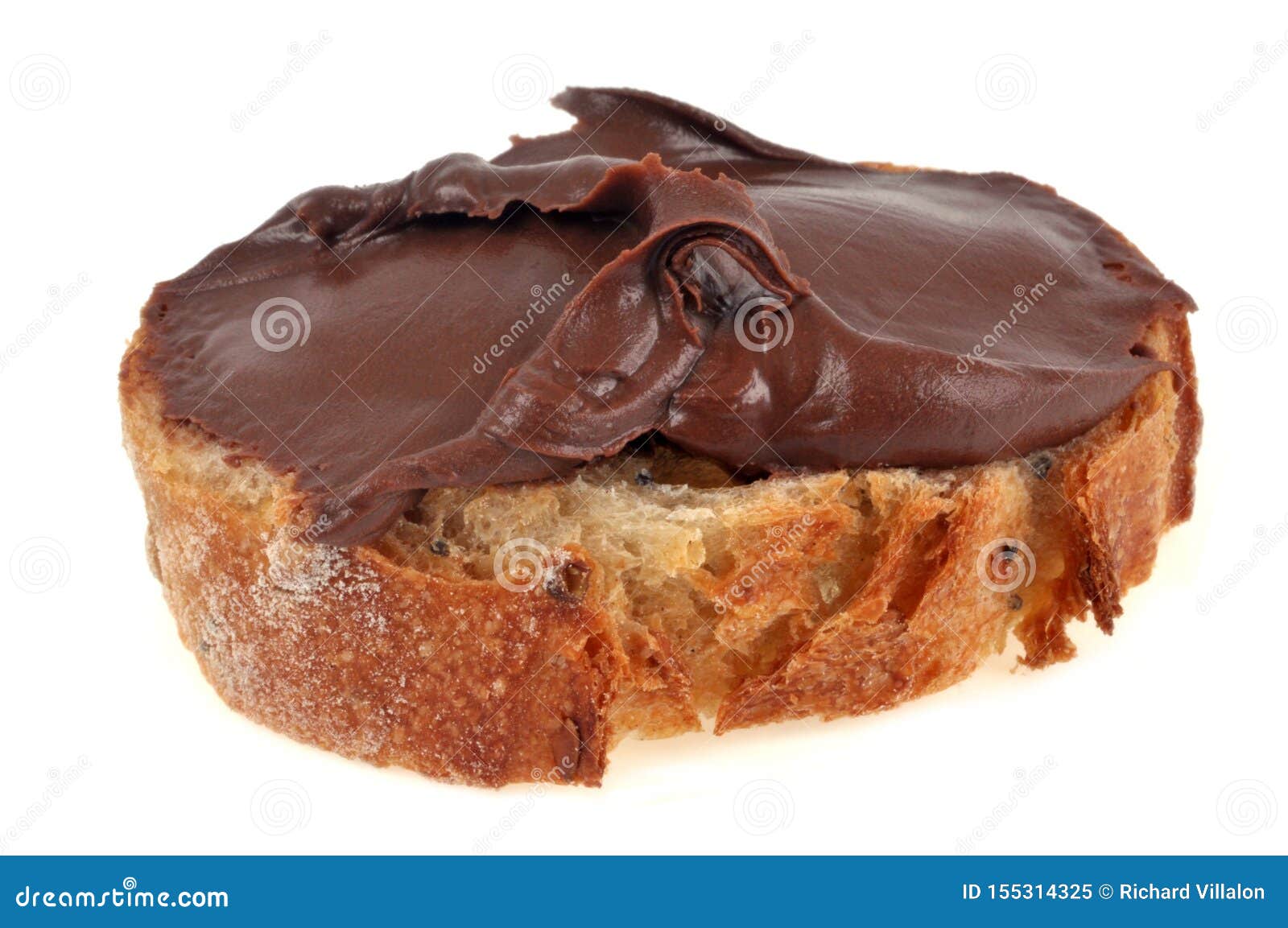 Bread Toast with Chocolate Spread on White Background Stock Image ...