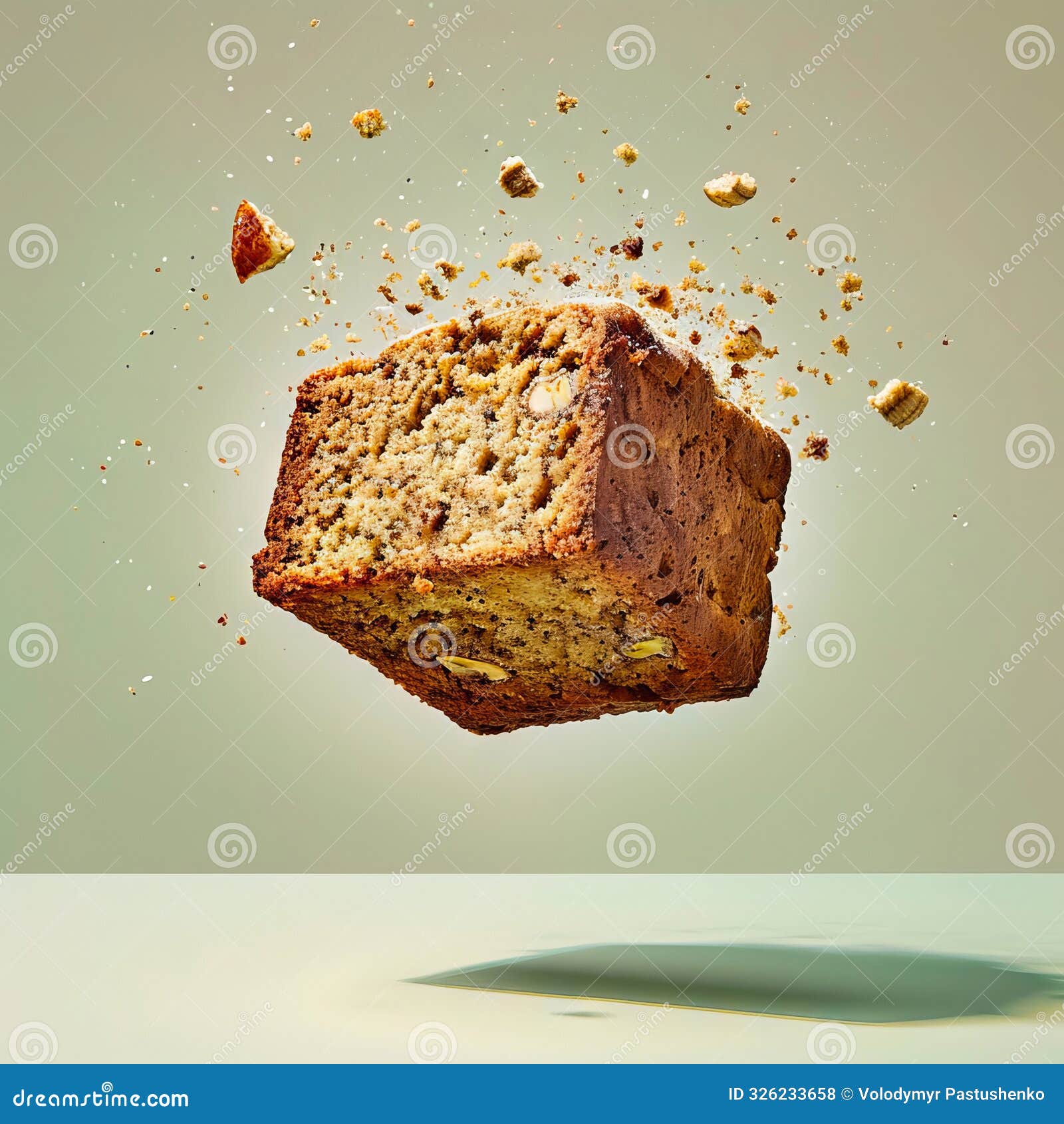 A Piece of Bread Flying through the Air Stock Photo - Image of ...