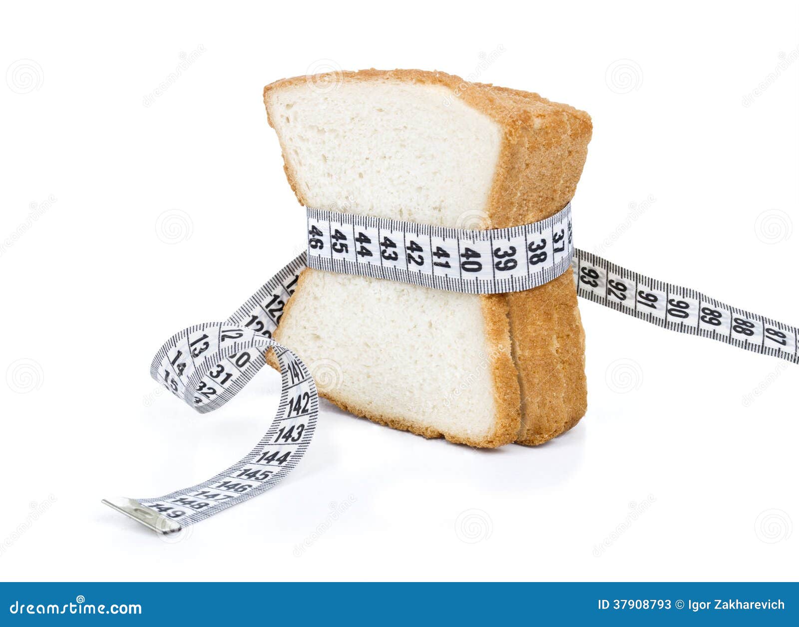 Piece of Bread Grasped by Measuring Tape Stock Image - Image of measure ...