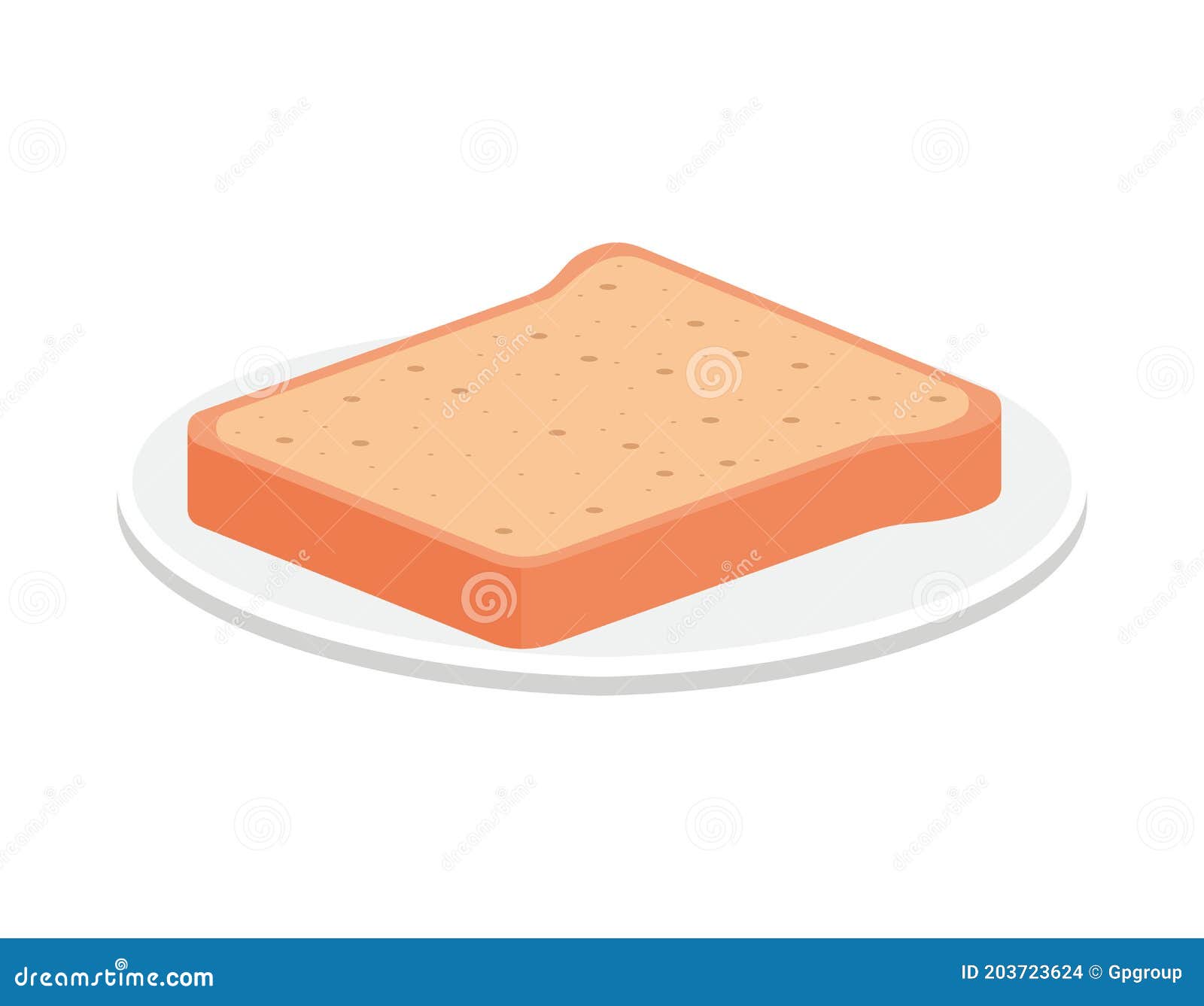 Piece of bread on a plate stock vector. Illustration of bakery - 203723624